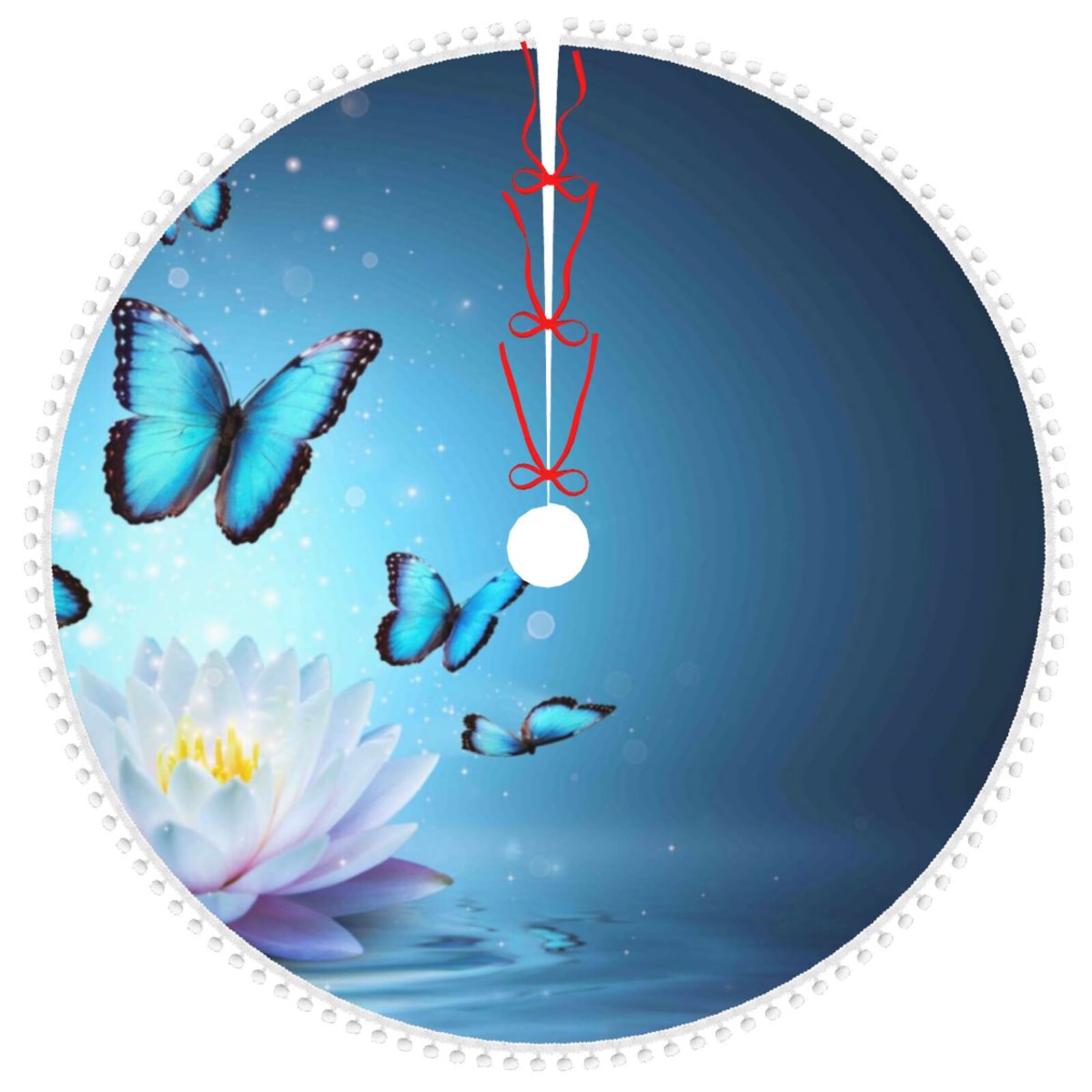 Junzan 30" Butterflies And Waterlily In Water White Christmas Tree ...