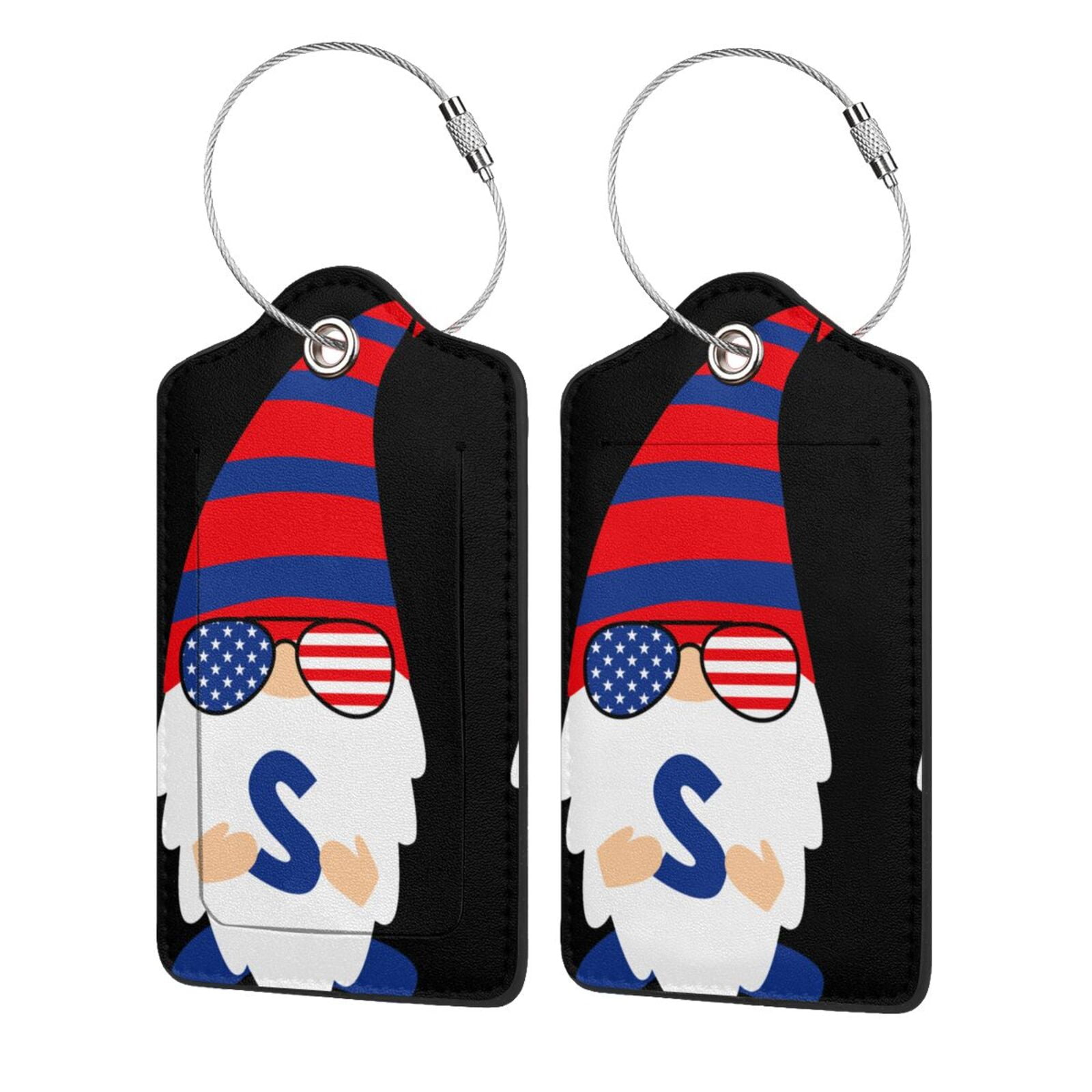 Junzan 4th of July Gnomes for Luggage Tags,Leather Luggage Tags for ...