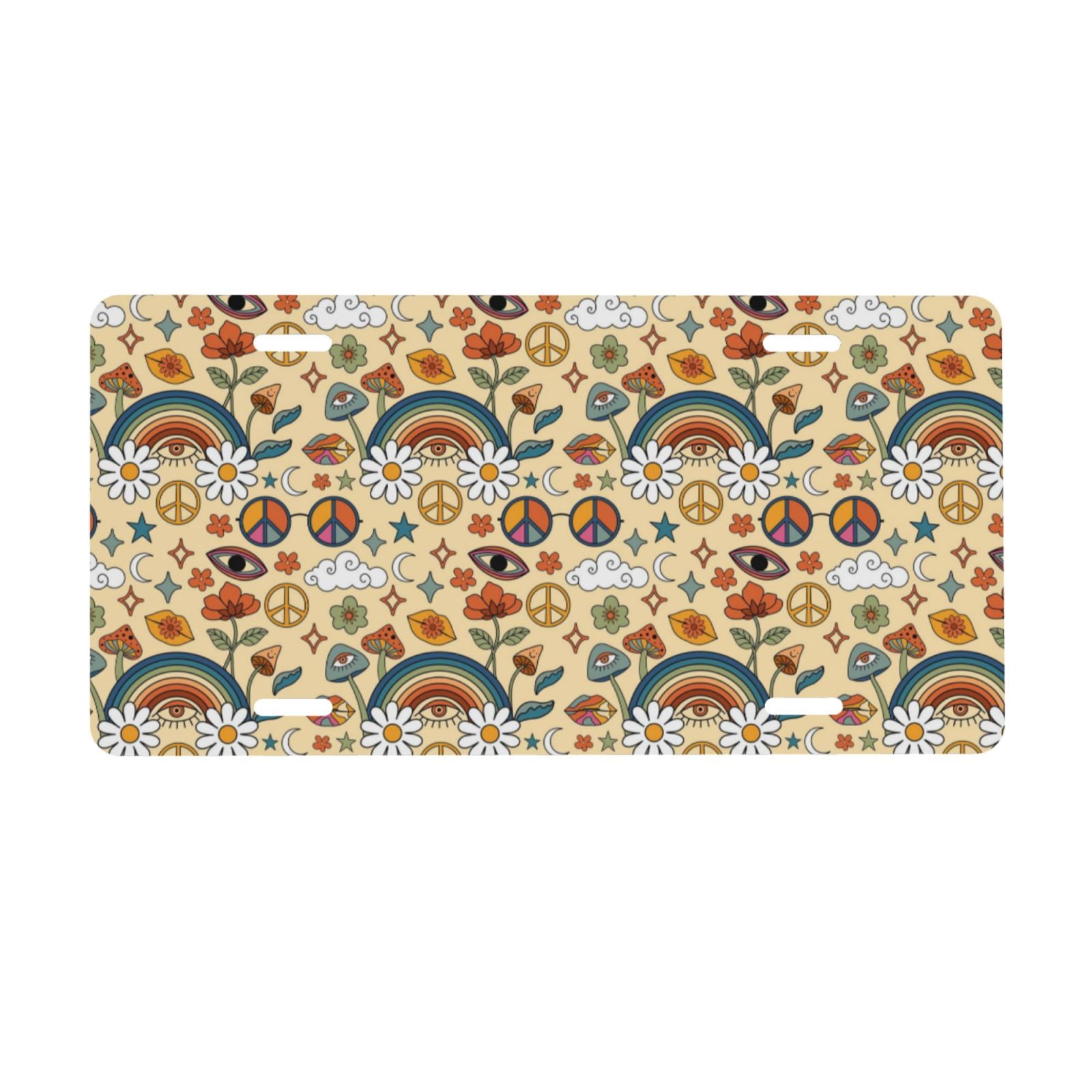 Junzan 70s Hippie Style Front License Plate Covers Decorative Car Metal ...