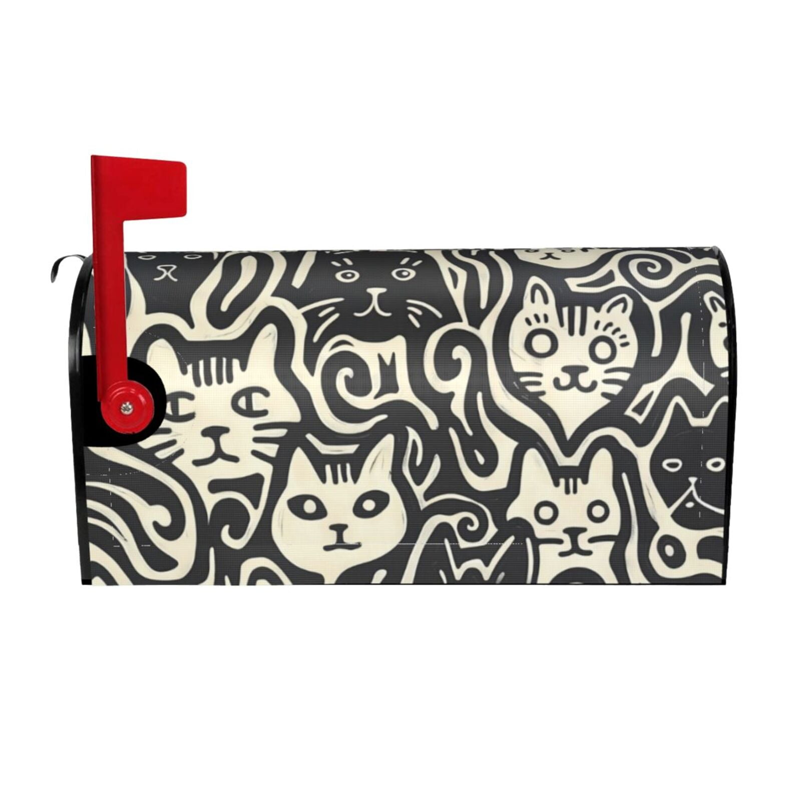 Junzan Abstract Cat Faces Pattern Pattern Mailbox Covers,Magnetic Mailbox Waterproof Post Box ...