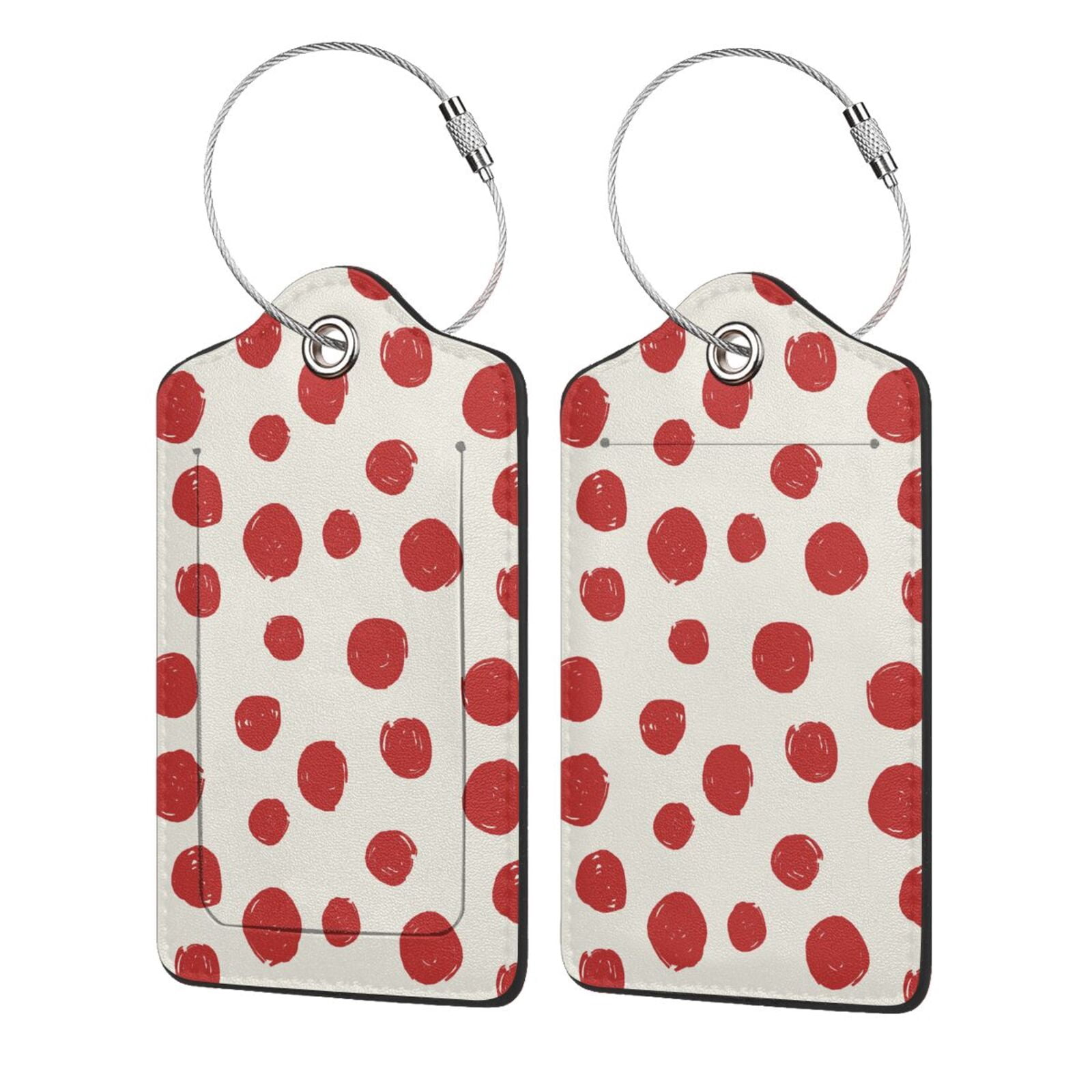 Junzan Abstract Red Polka Dot for Luggage Tags,Leather Luggage Tags for ...