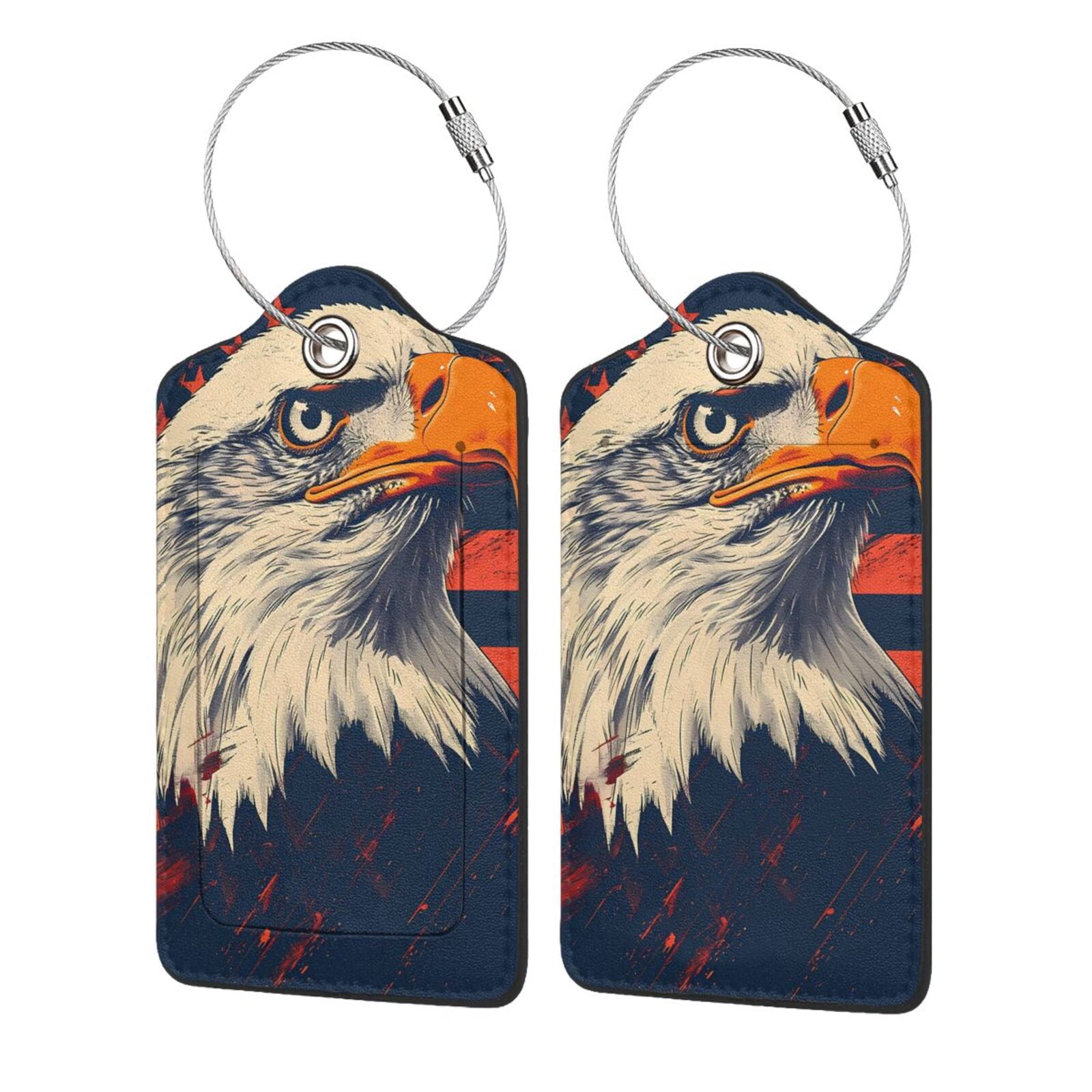 Junzan American Bald Eagle A for Luggage Tags,Leather Luggage Tags for ...