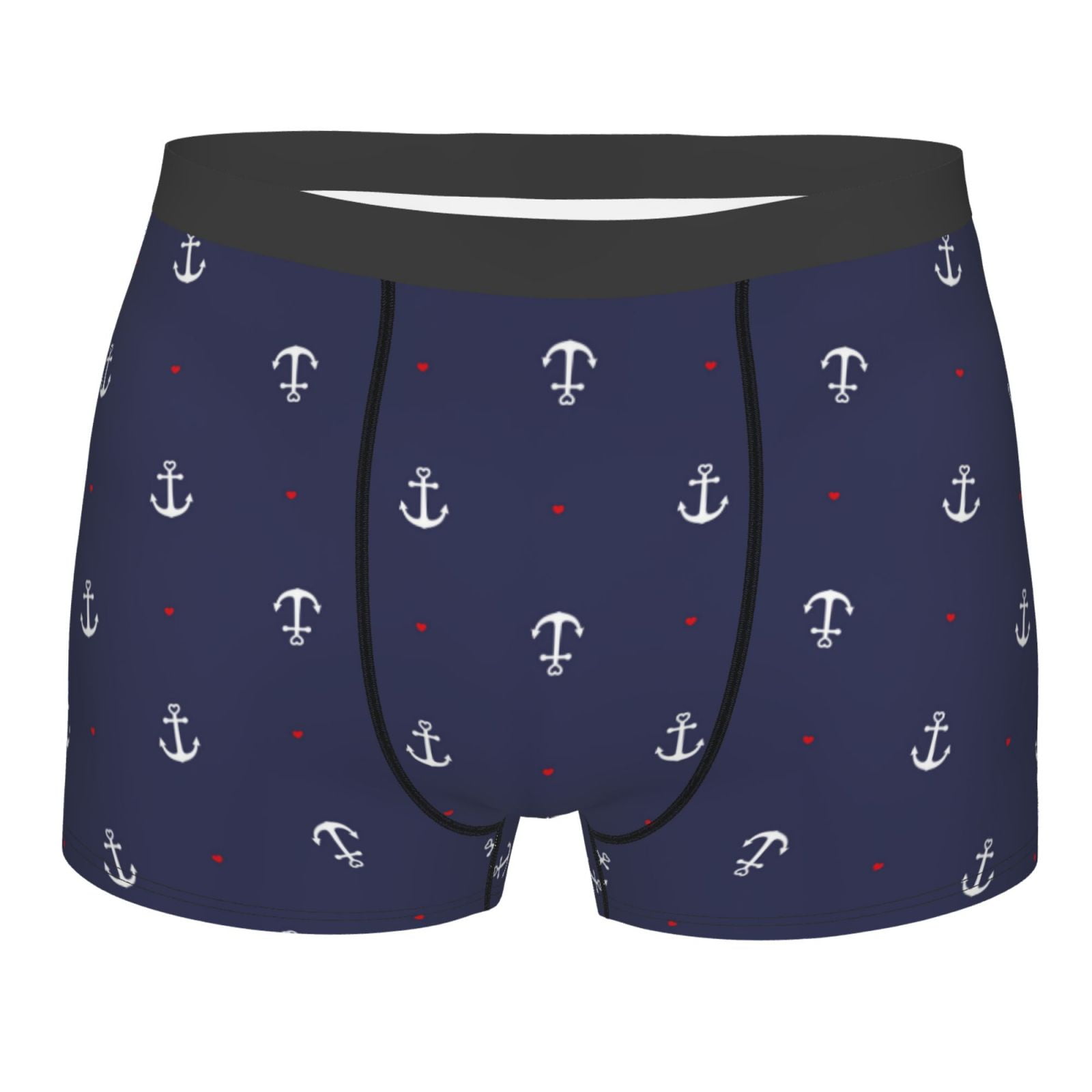 Junzan Anchor Heart Blue Mens Underwear Boxer Briefs For Men’s - Large ...