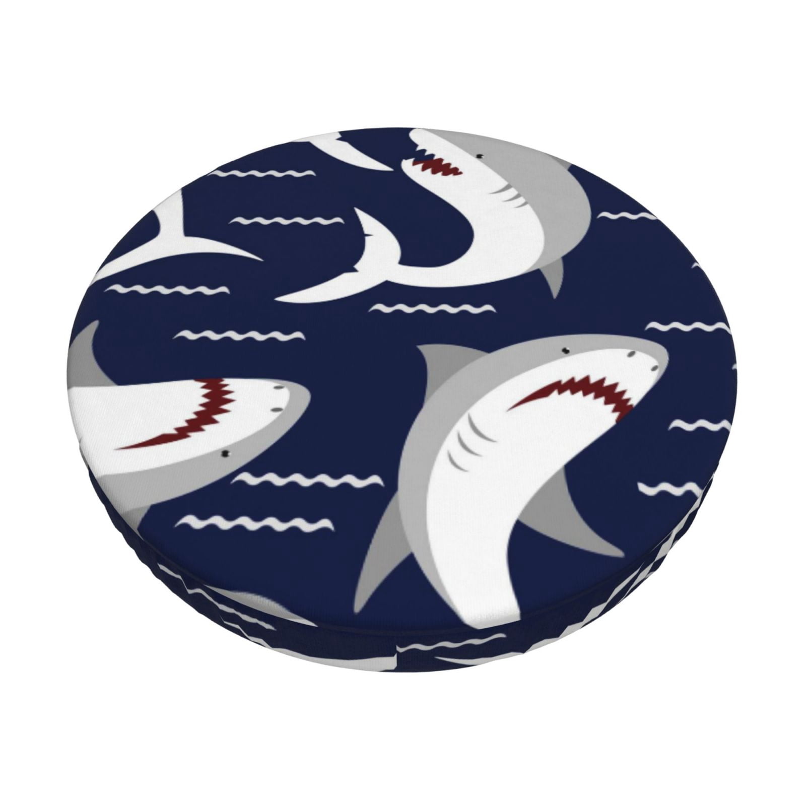 Junzan Angry Shark Bar Stool Cover Round Seat Cushion With Elastic ...
