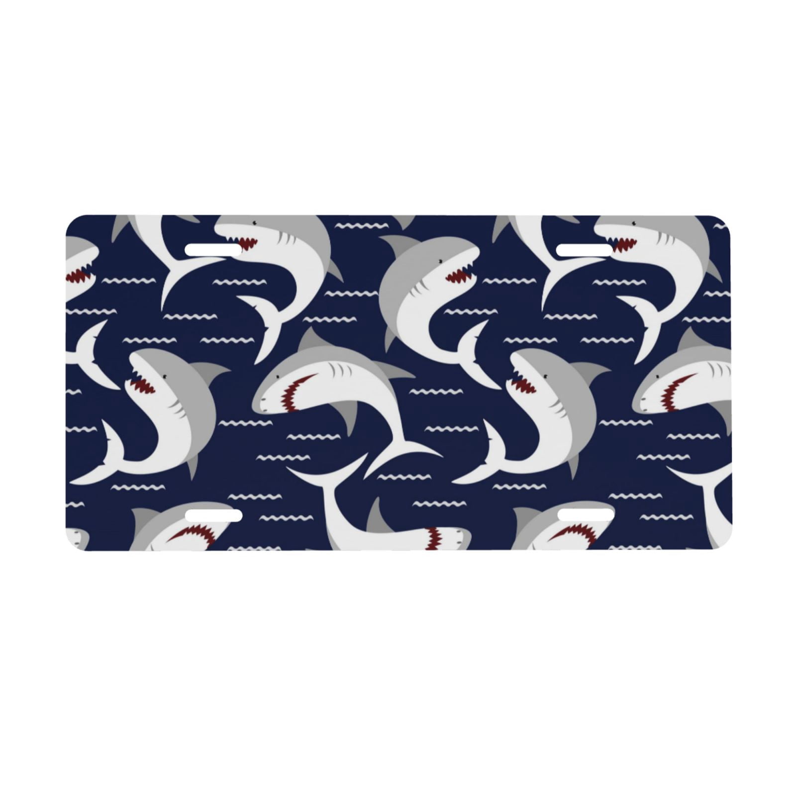 Junzan Angry Shark Front License Plate Covers Decorative Car Metal ...