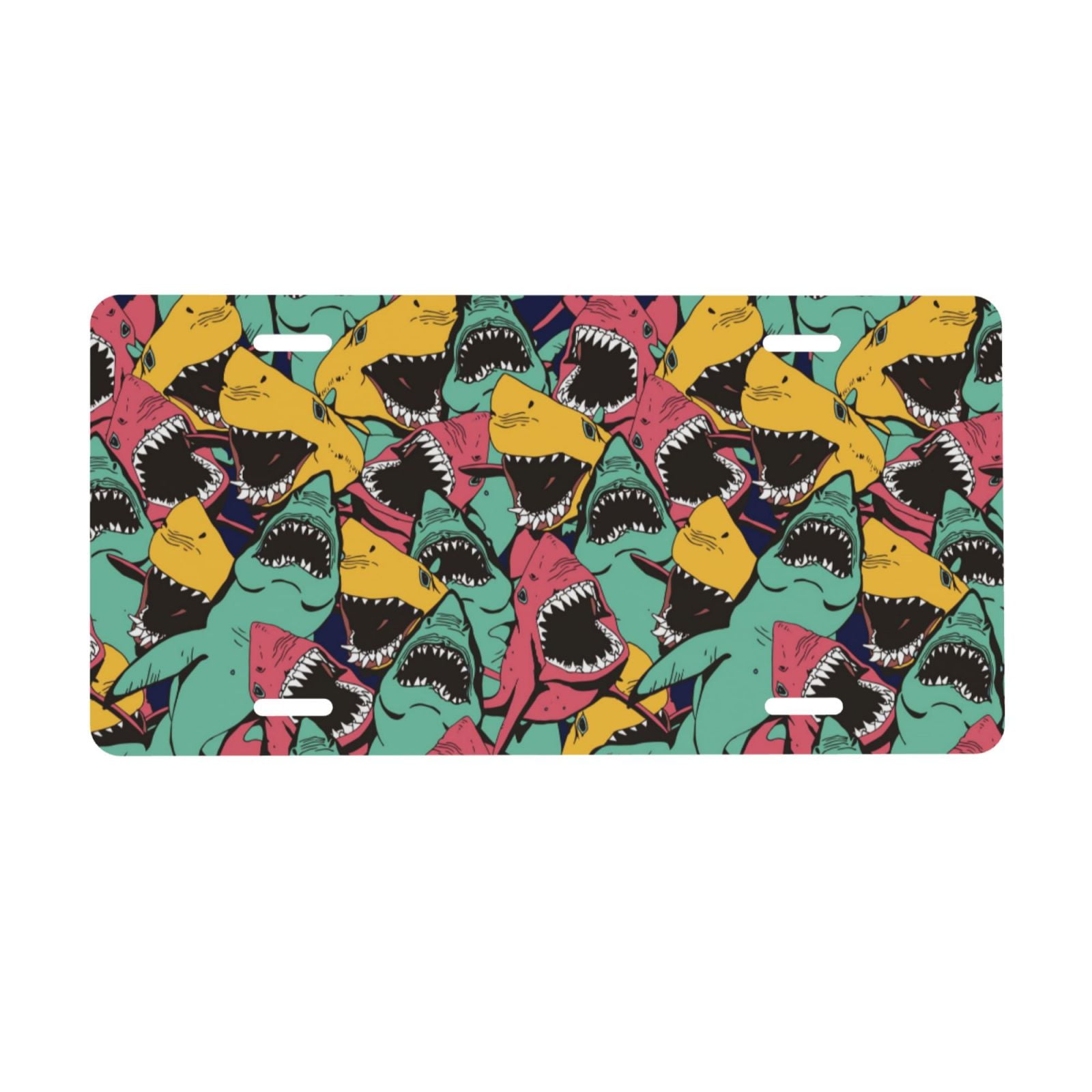 Junzan Angry Shark Pattern Front License Plate Covers Decorative Car ...