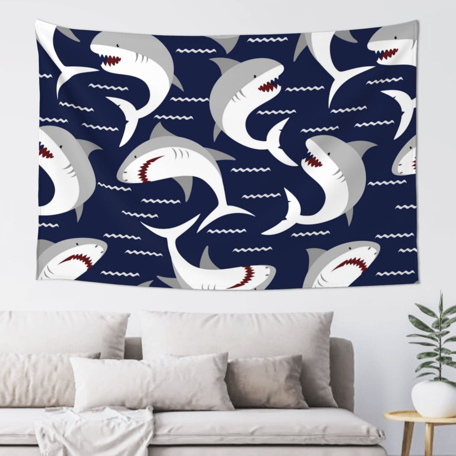 Junzan Angry Shark Tapestry Hippie Tapestry For Bedroom Aesthetic ...