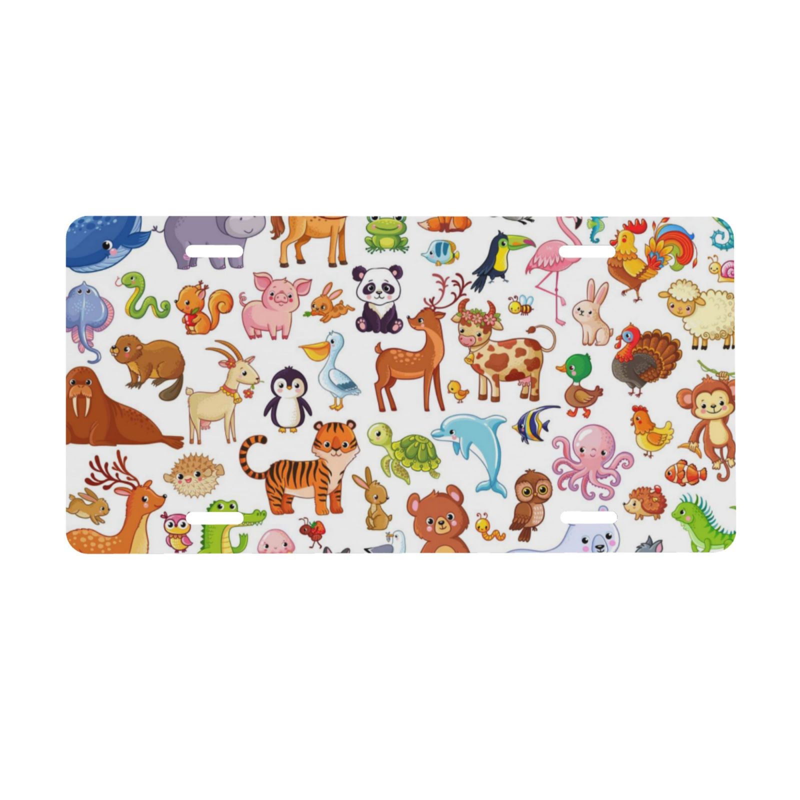 Junzan Animal Cartoon Style Front License Plate Covers Decorative Car ...