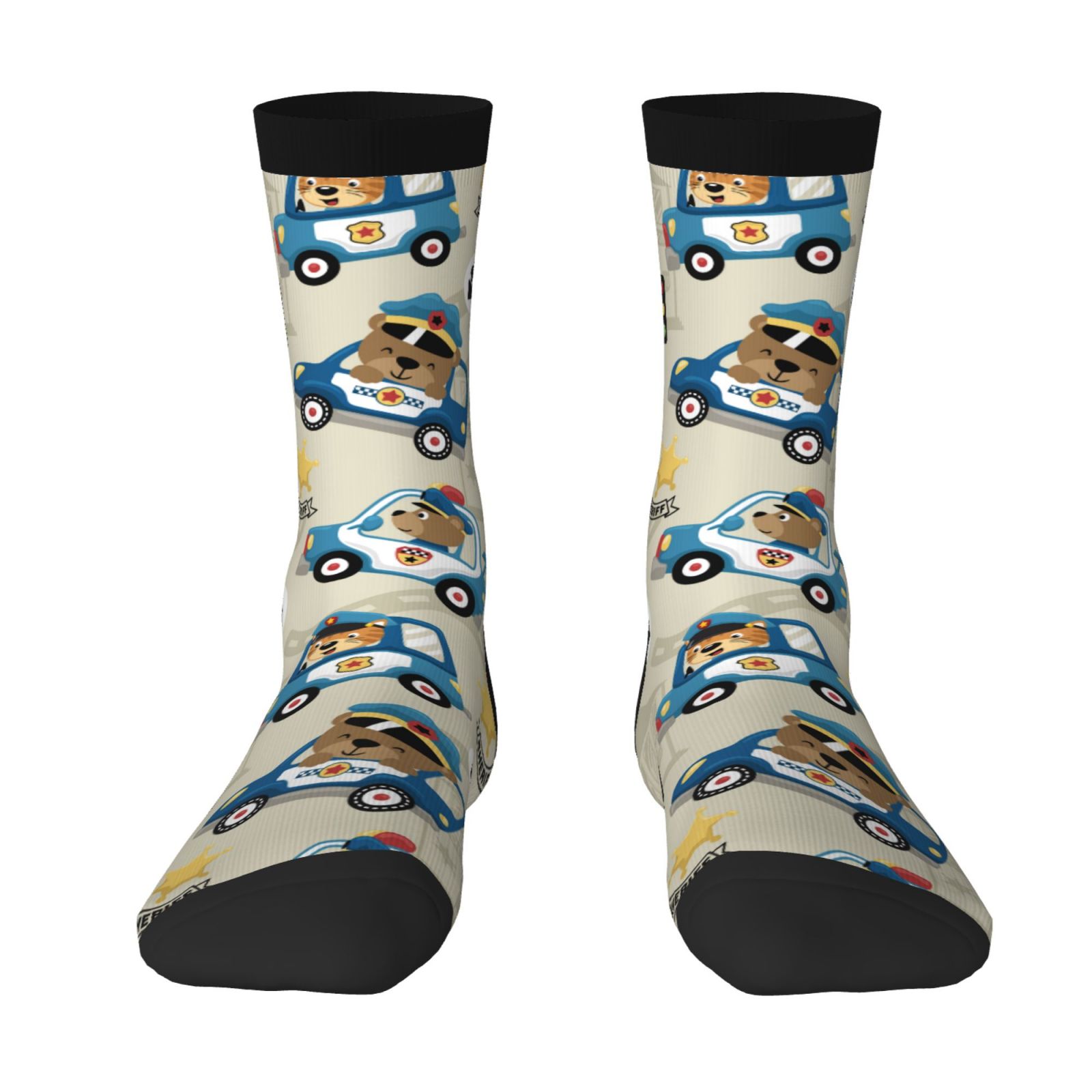 Junzan Animals Driving Police Car Mens Funny Socks For Men Women ...