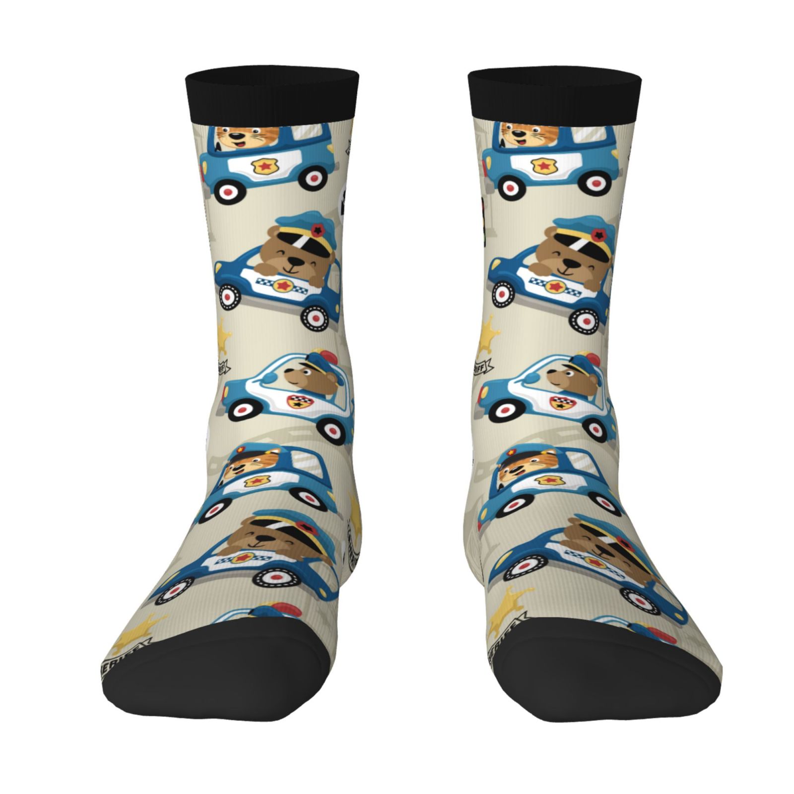 Junzan Animals Driving Police Car Mens Funny Socks For Men Women ...