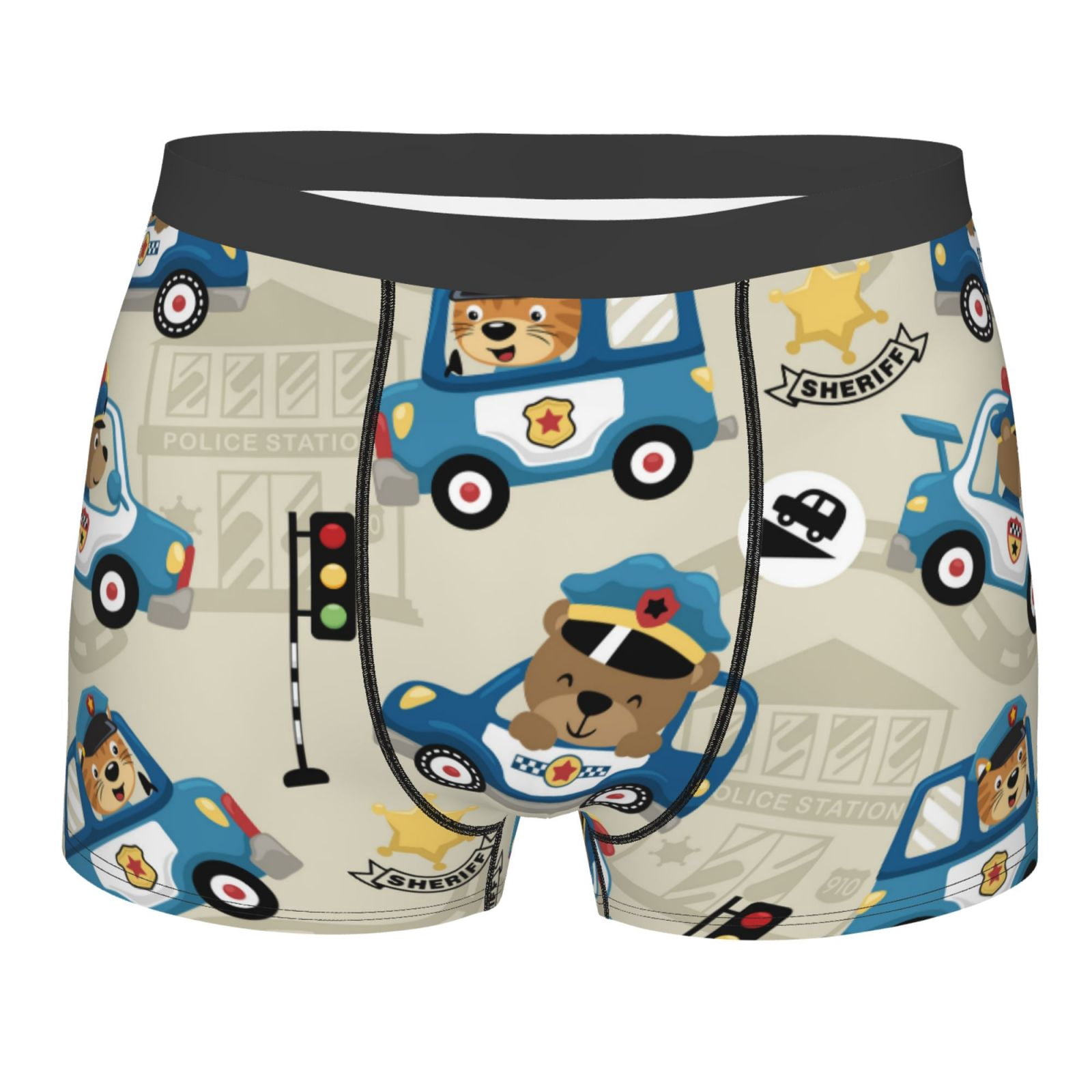 Junzan Animals Driving Police Car Mens Underwear Boxer Briefs For Men’s ...
