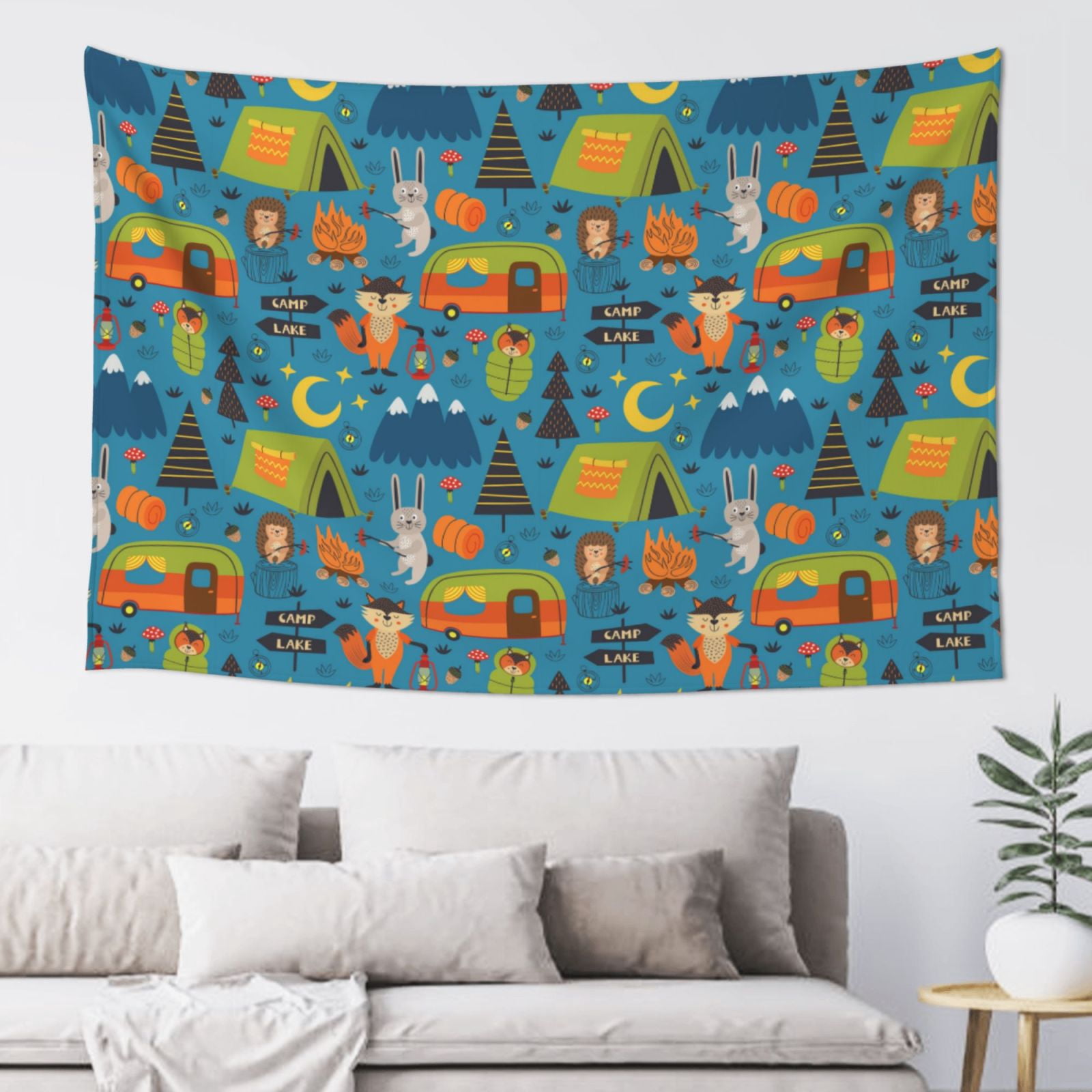 Junzan Animals In Camping for Tapestry - Home DéCor Tapestry Cute ...