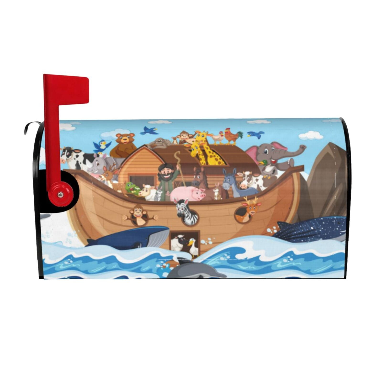 Junzan Animals on Noah's Ark Floating Pattern Mailbox Covers,Magnetic ...