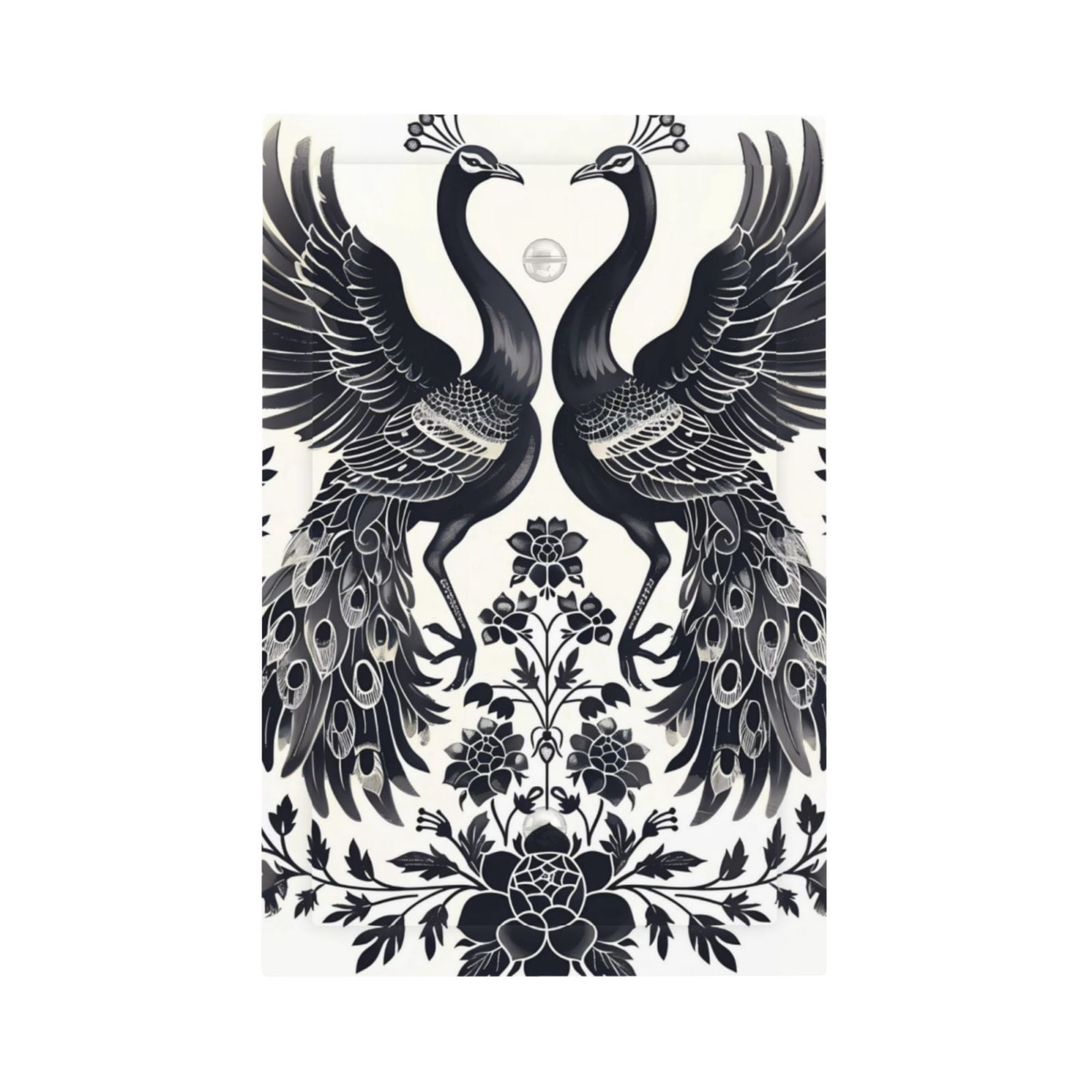 Junzan Artistic Black White Peacocks for Electrical Outlet Covers, 5" x ...