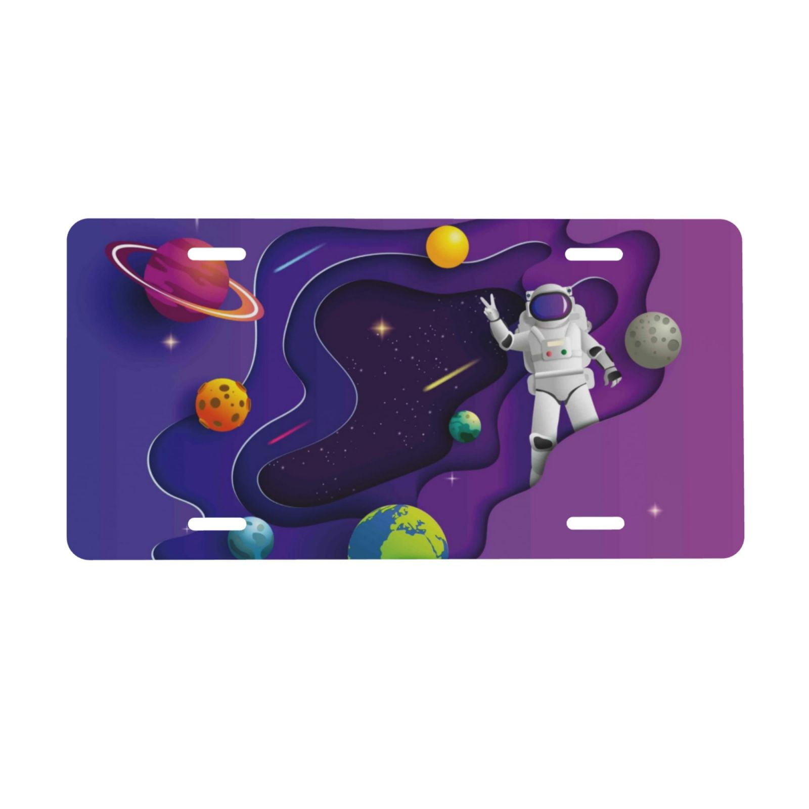 Junzan Astronaut On Mission In Outer Space Front License Plate Covers ...