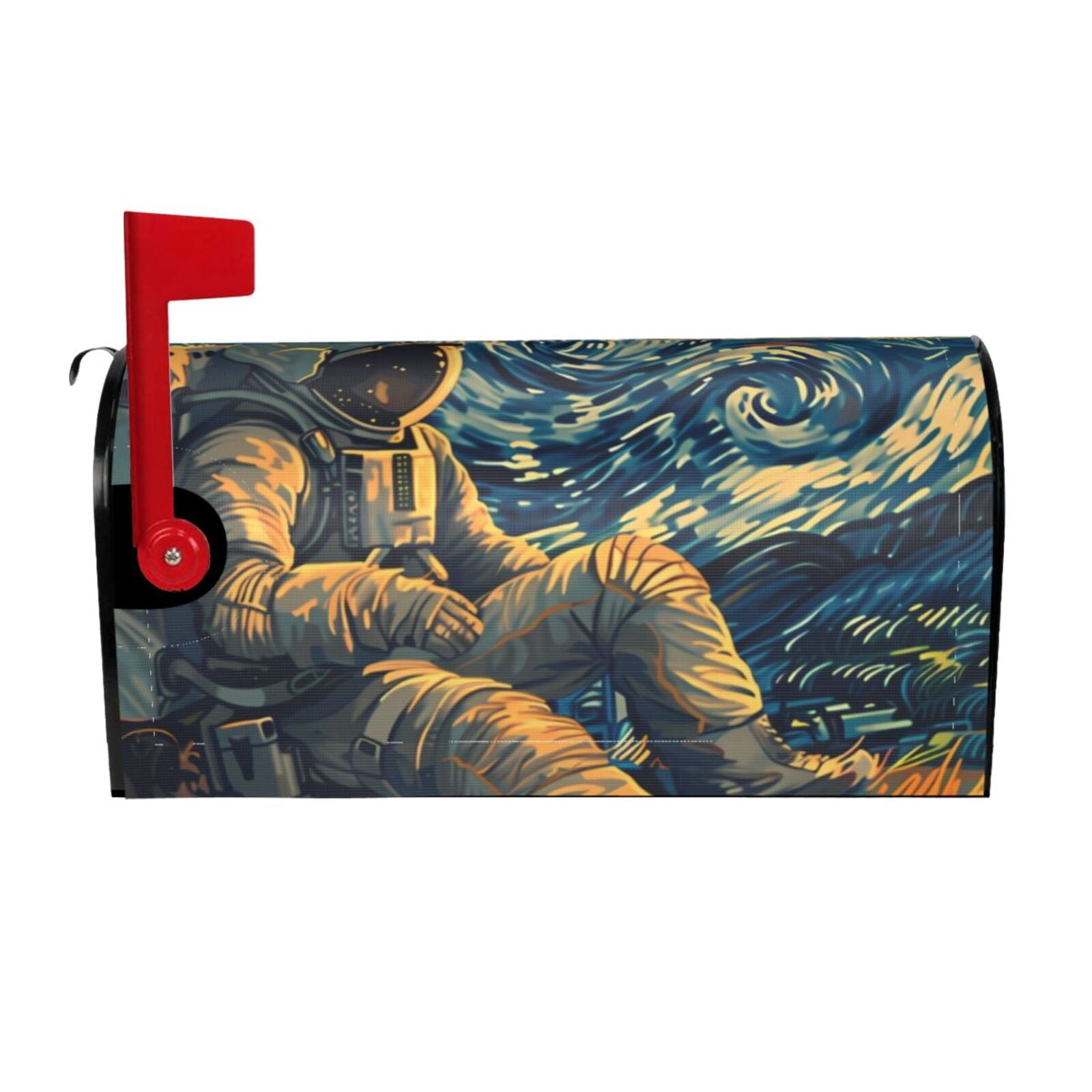 Junzan Astronaut Starry Night Pattern Mailbox Covers,Magnetic Mailbox ...