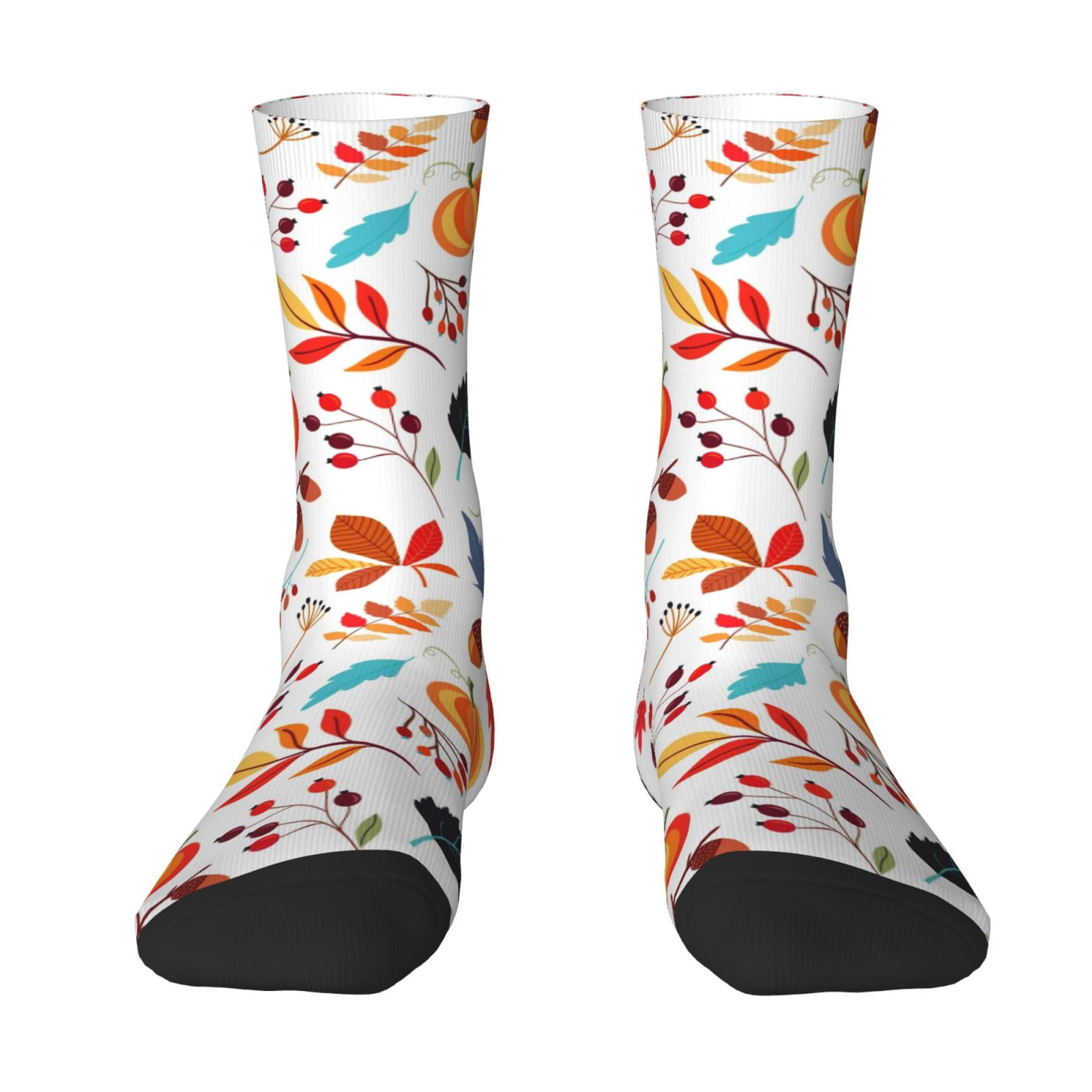 Junzan Autumn Pumpkins Fall Leaves Mens Funny Socks For Men Women ...