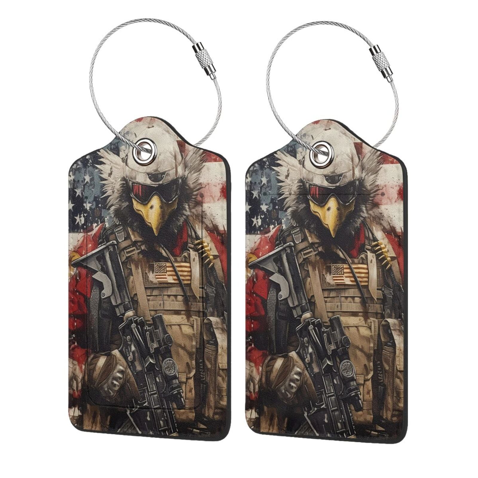 Junzan Bald Eagle Soldier for Luggage Tags,Leather Luggage Tags for ...