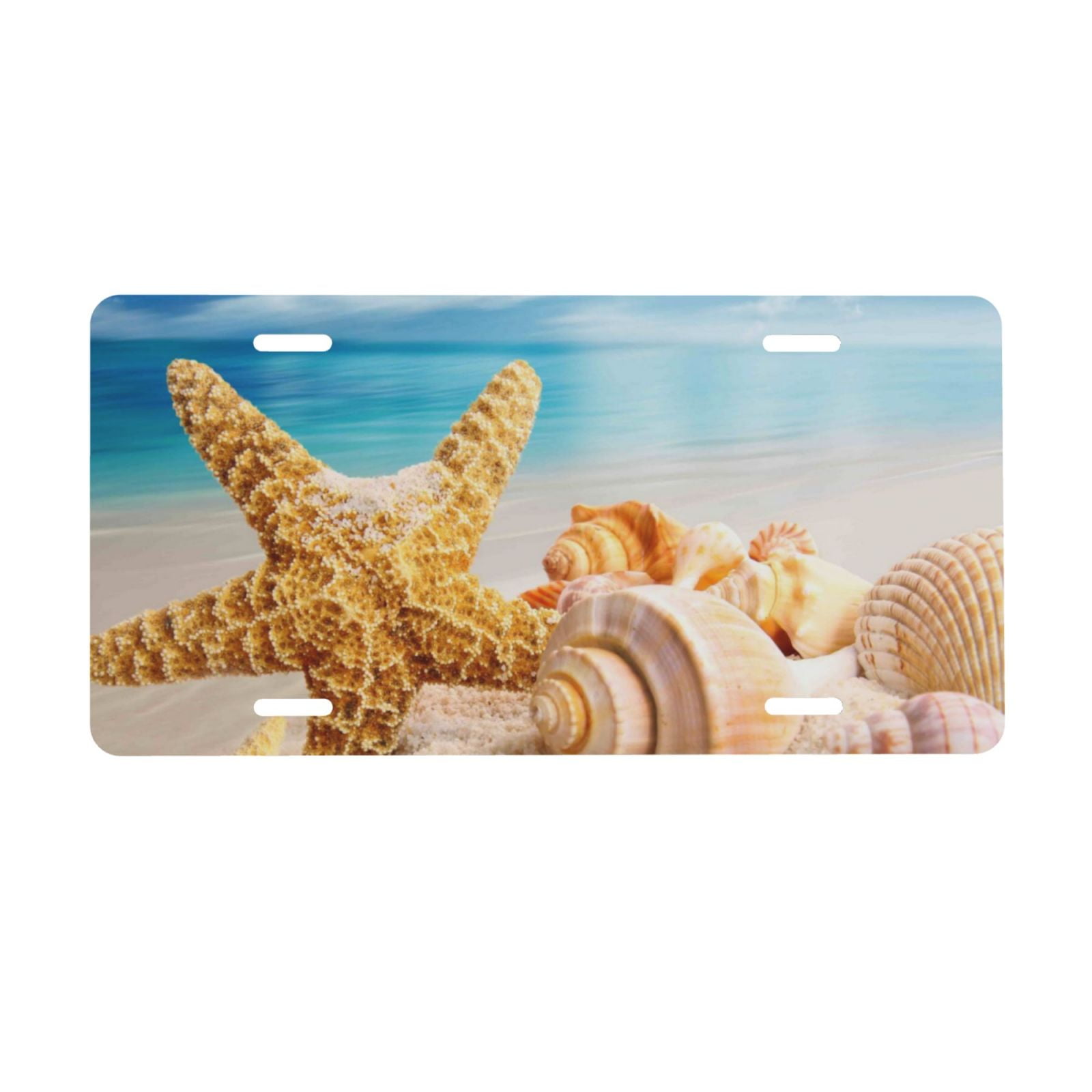 Junzan Beach Starfish Shell Front License Plate Covers Decorative Car ...