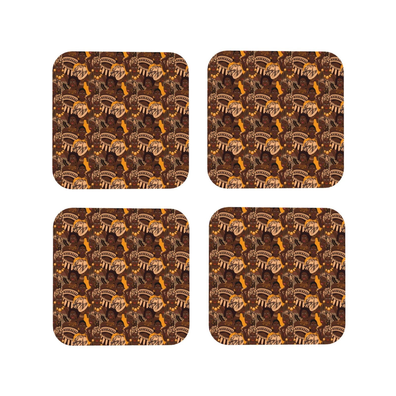 Junzan Beautiful Ethnic African Women Print Coasters for Drinks ...