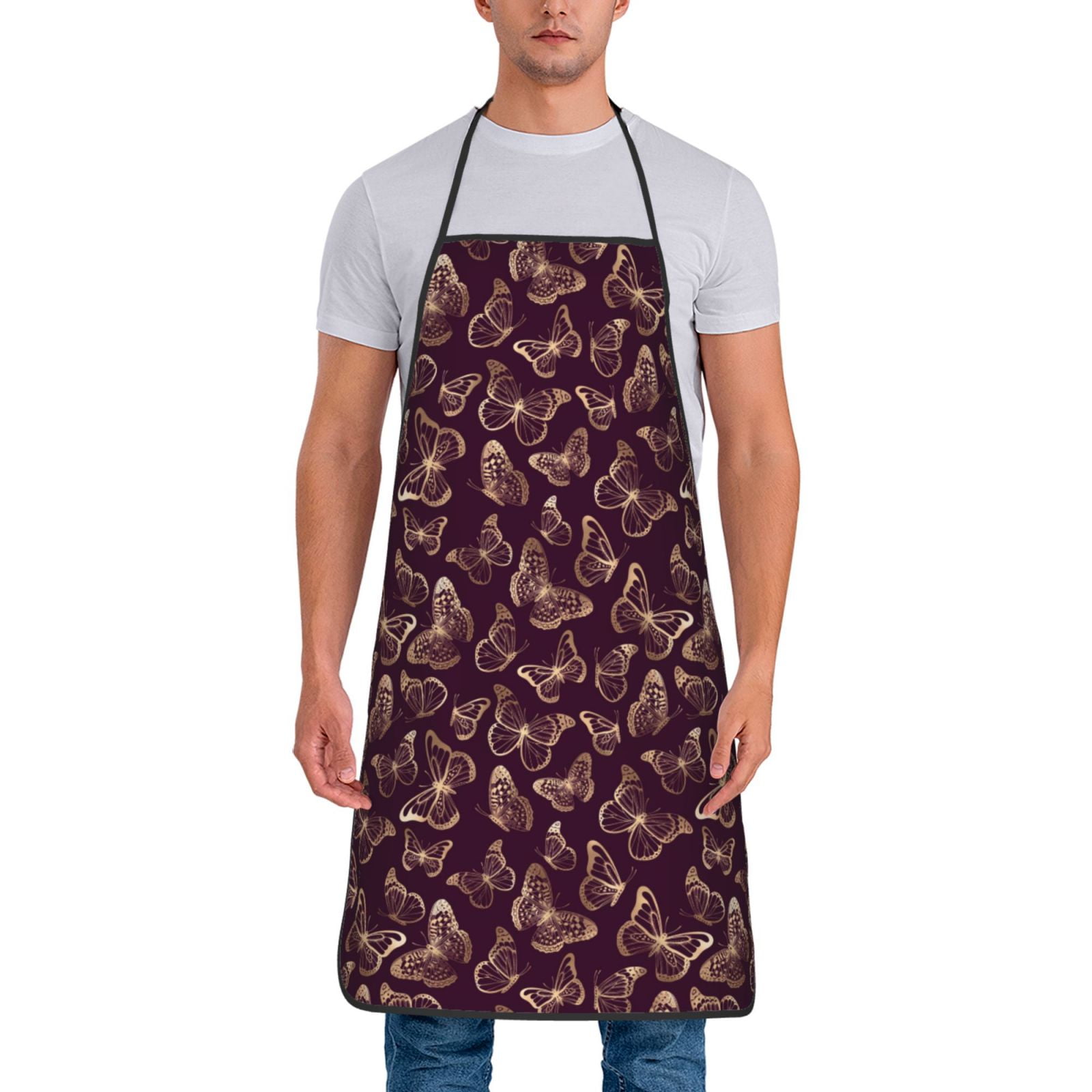 Junzan Beautiful Purple Butterflies Print Kitchen Cooking Aprons, Chef ...