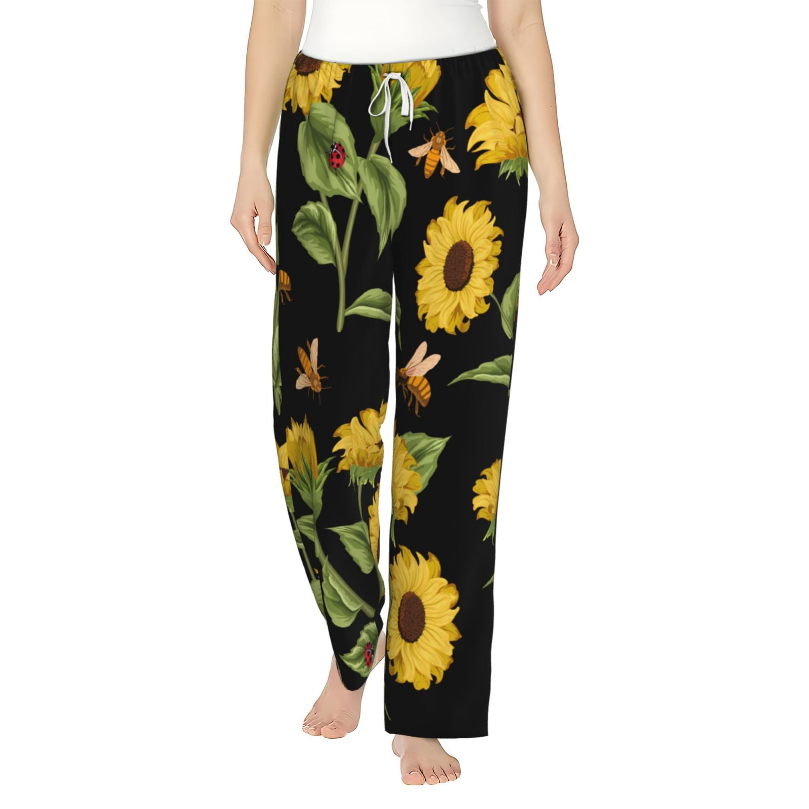 Junzan Bees And Sunflowers Women'S Pajama Pants Drawstring Comfy Sleep ...
