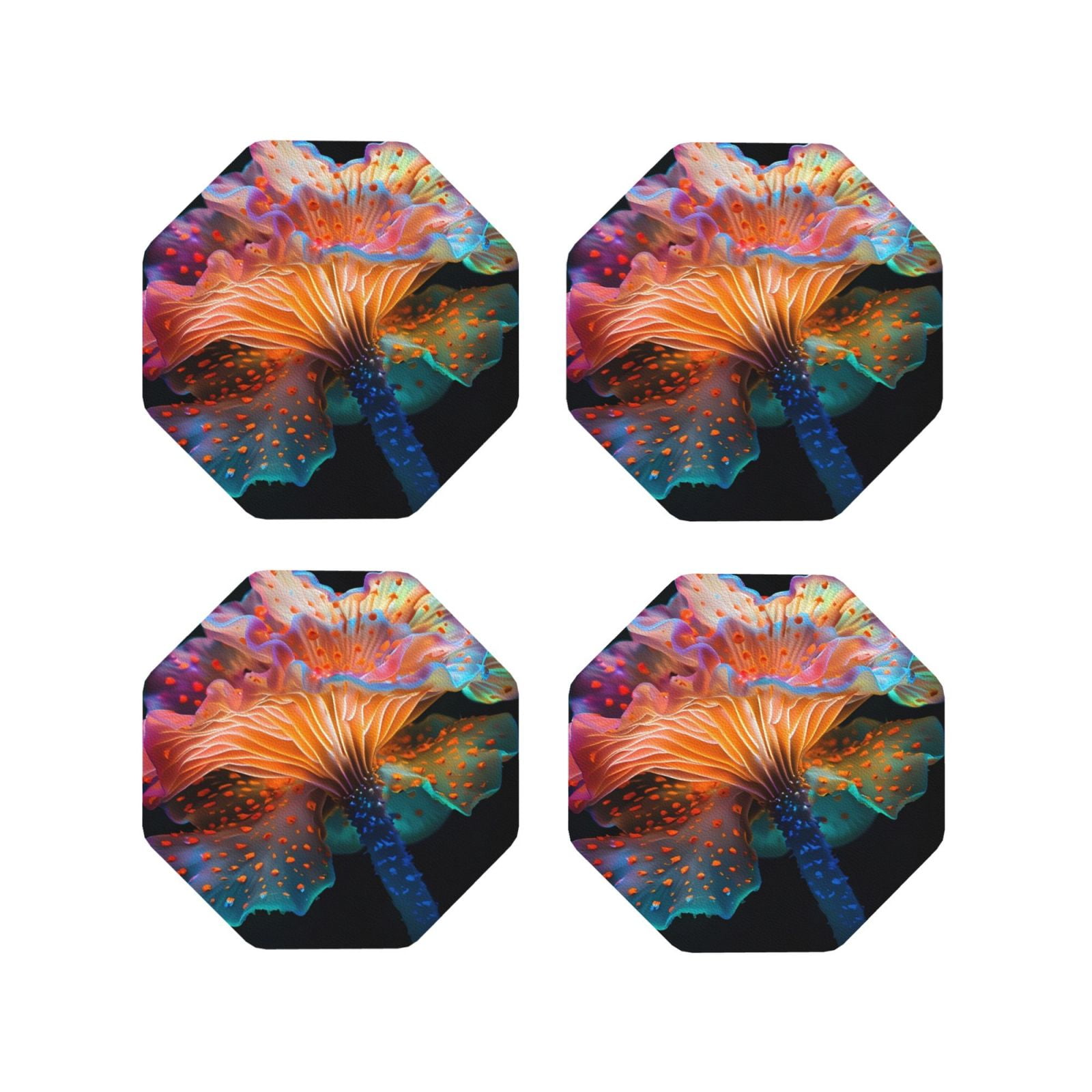 Junzan Bioluminescent Underwater Flower Print Coasters for Drinks ...