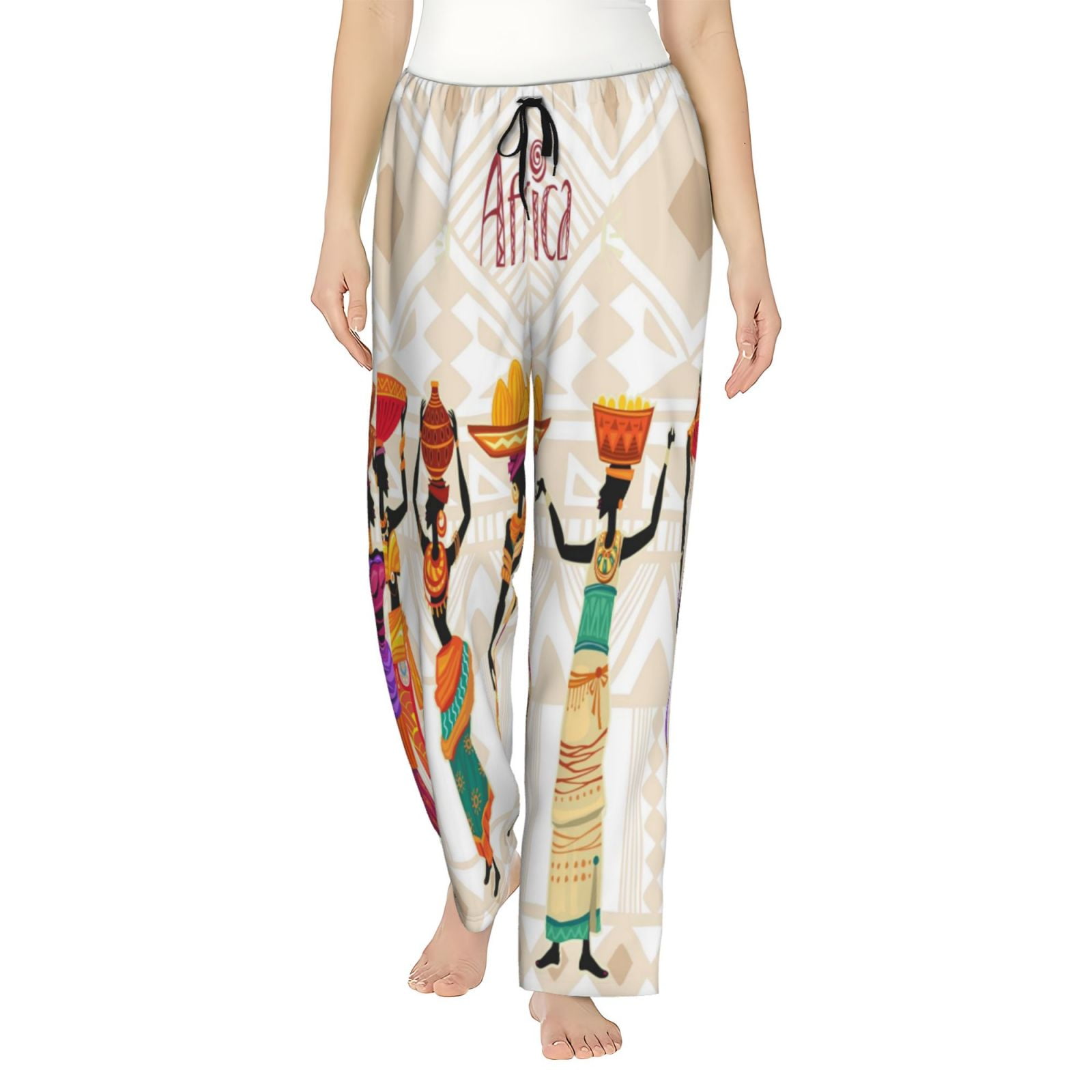 Junzan Black African Woman Women'S Pajama Pants Drawstring Comfy Sleep ...