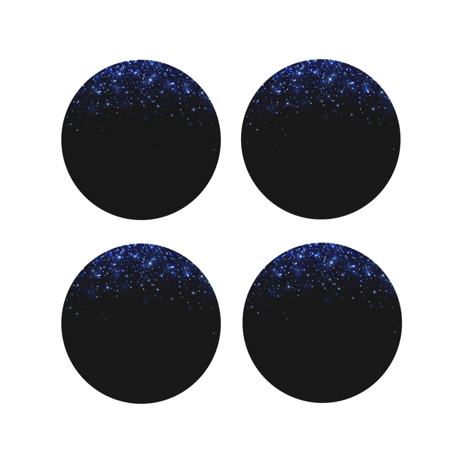 Junzan Black Blue Glitter Sparkles Print Coasters for Drinks - Leather ...