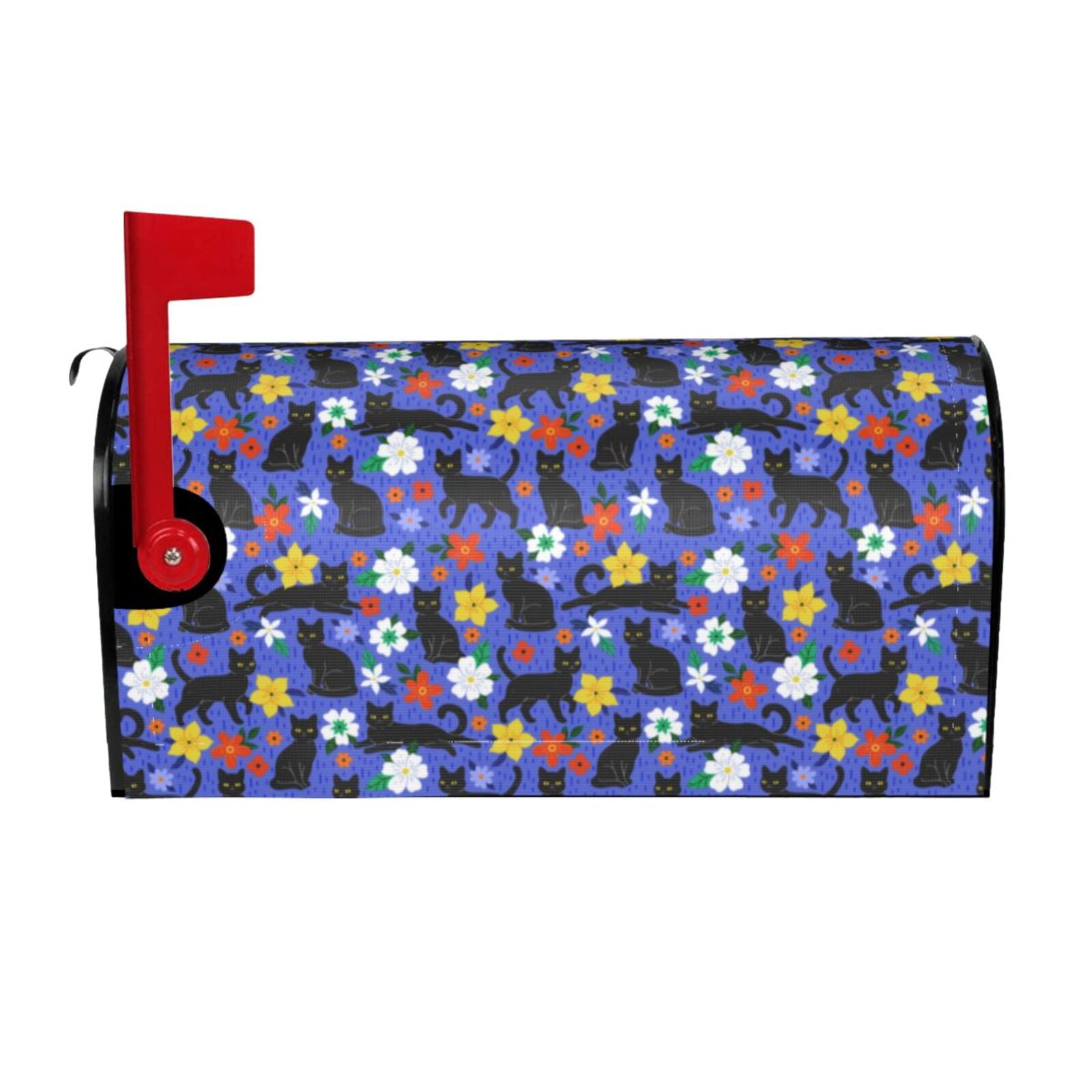Junzan Black Cats And Flowers Pattern Mailbox Covers,Magnetic Mailbox ...