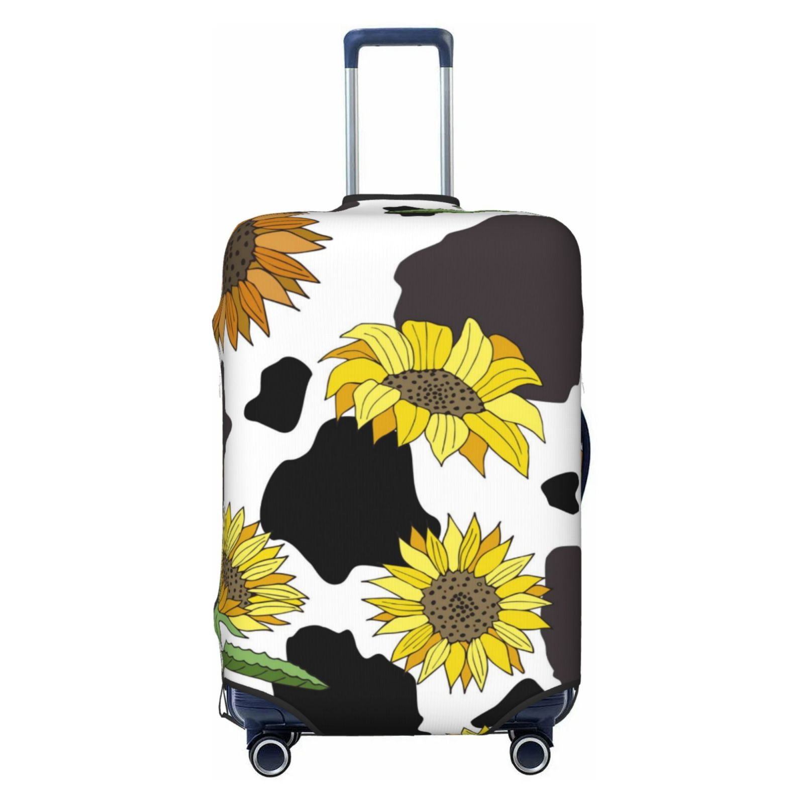 Junzan Black Cow Print With Sunflowers Country Print Washable Luggage ...