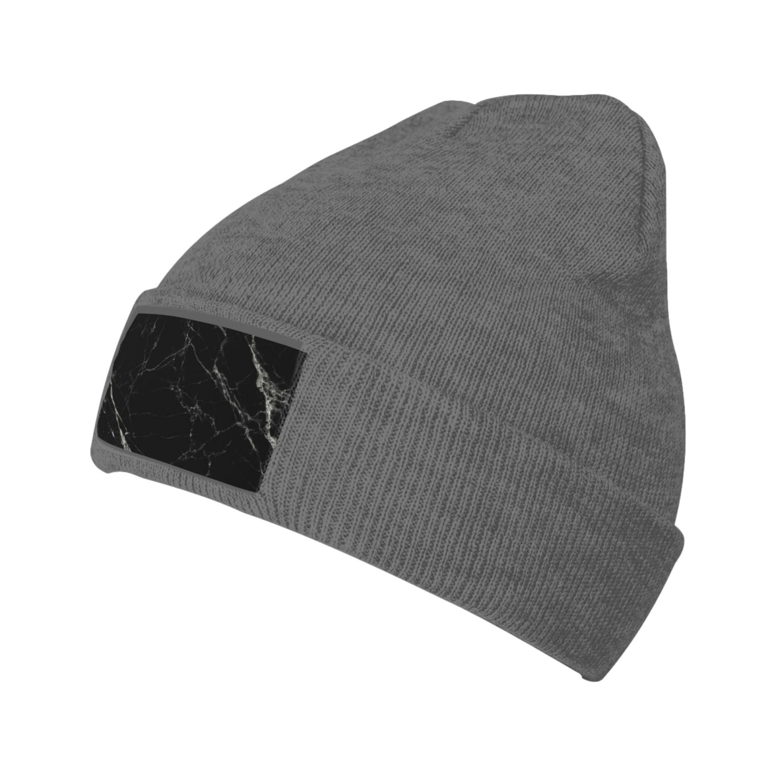 Junzan Black Marble Texture Abstract Mens Winter Hats Thick Knit Cuff ...