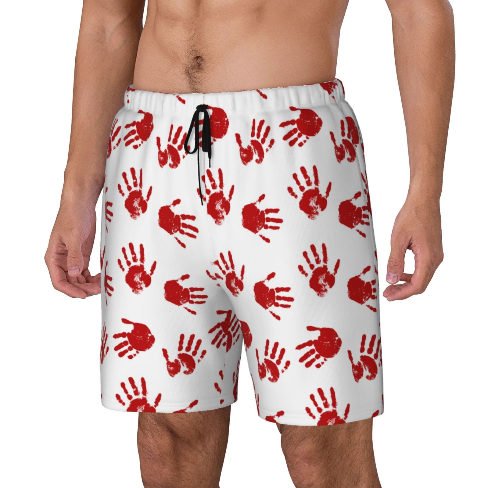 Junzan Bloody Hand Print Swim Trunks Men Swim Shorts with Built-in ...