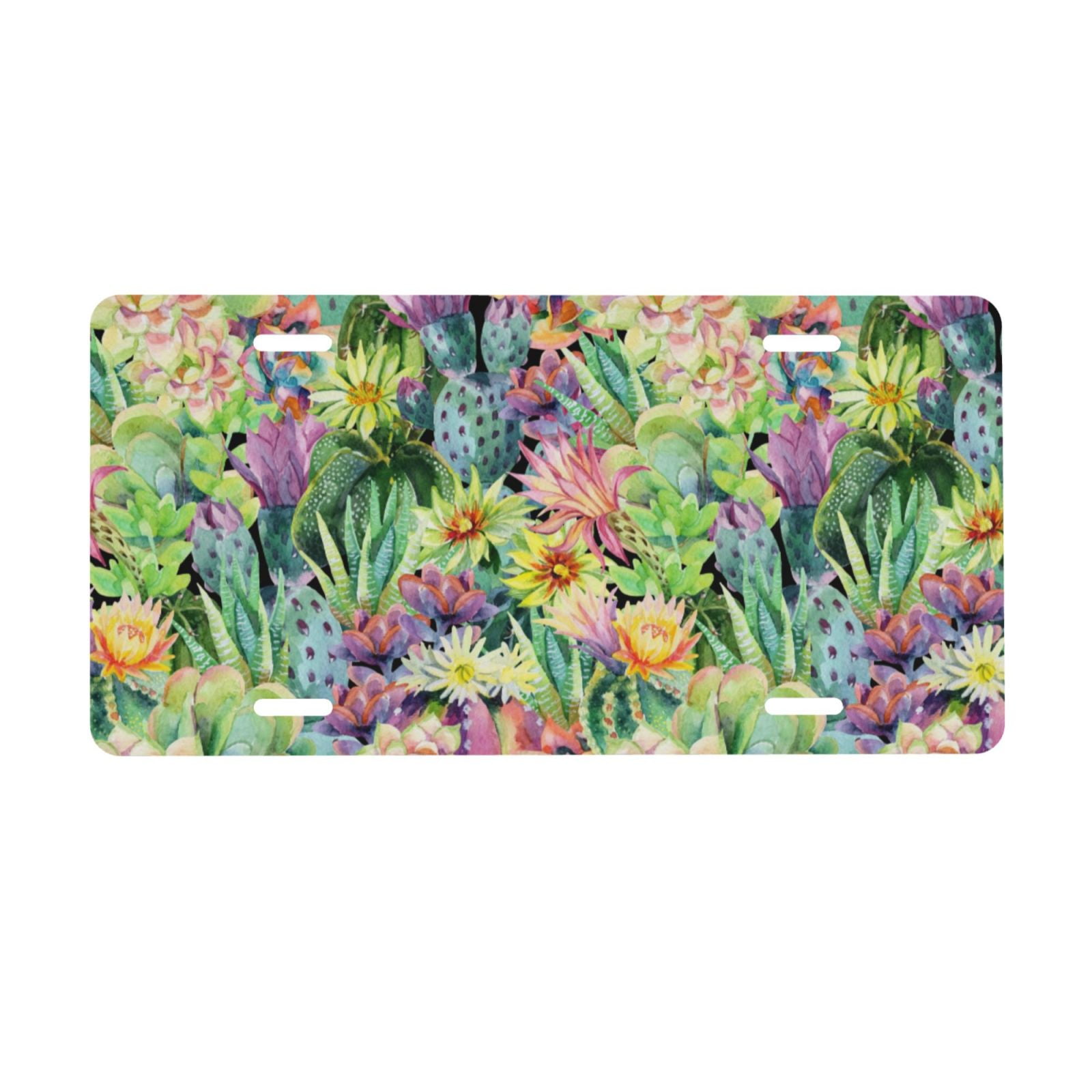 Junzan Blooming Cactus Front License Plate Covers Decorative Car Metal ...