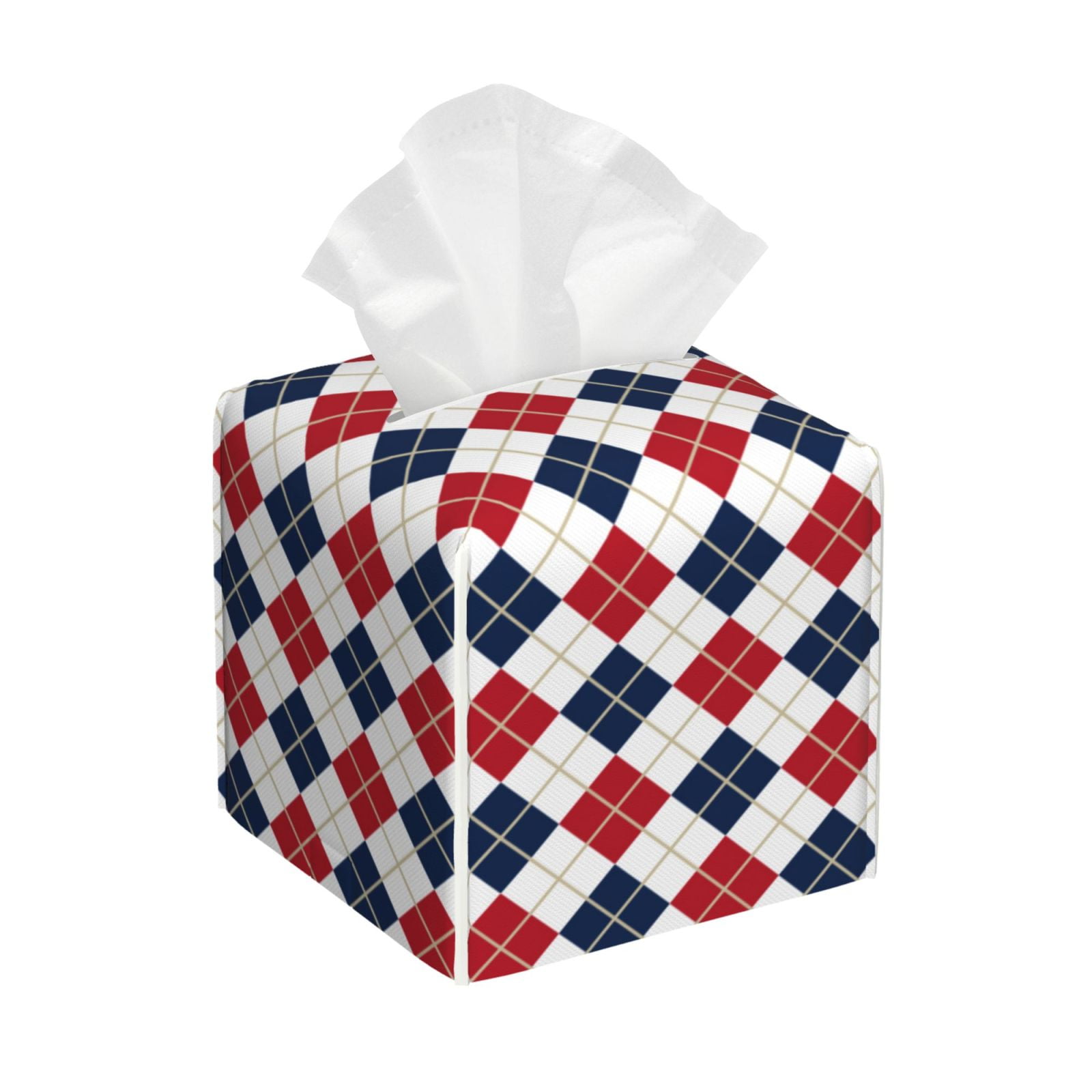 Junzan Blue And Red Diamond for Tissue Box Cover Holder, Square Facial ...