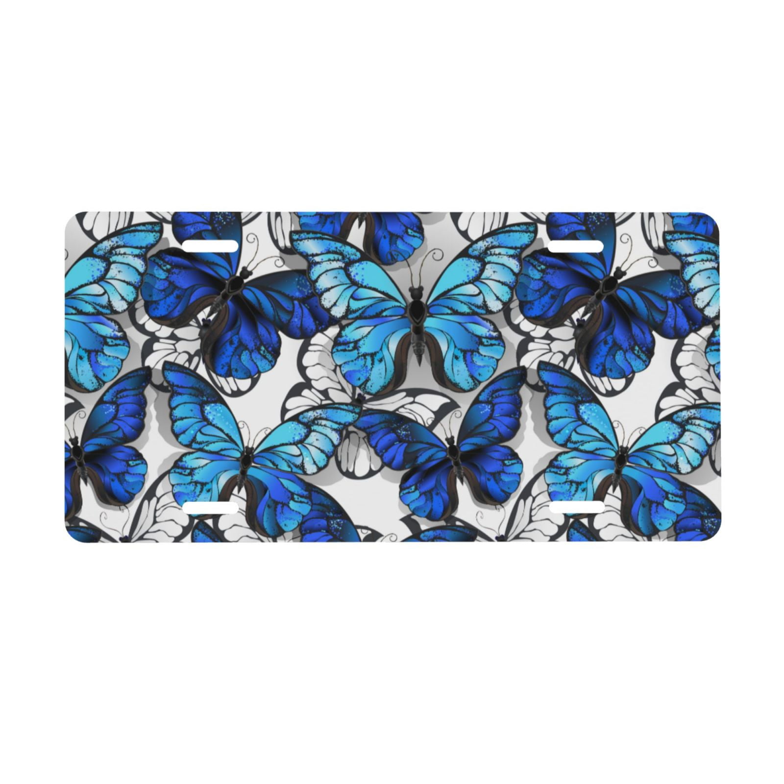 Junzan Blue And White Butterflies Front License Plate Covers Decorative ...