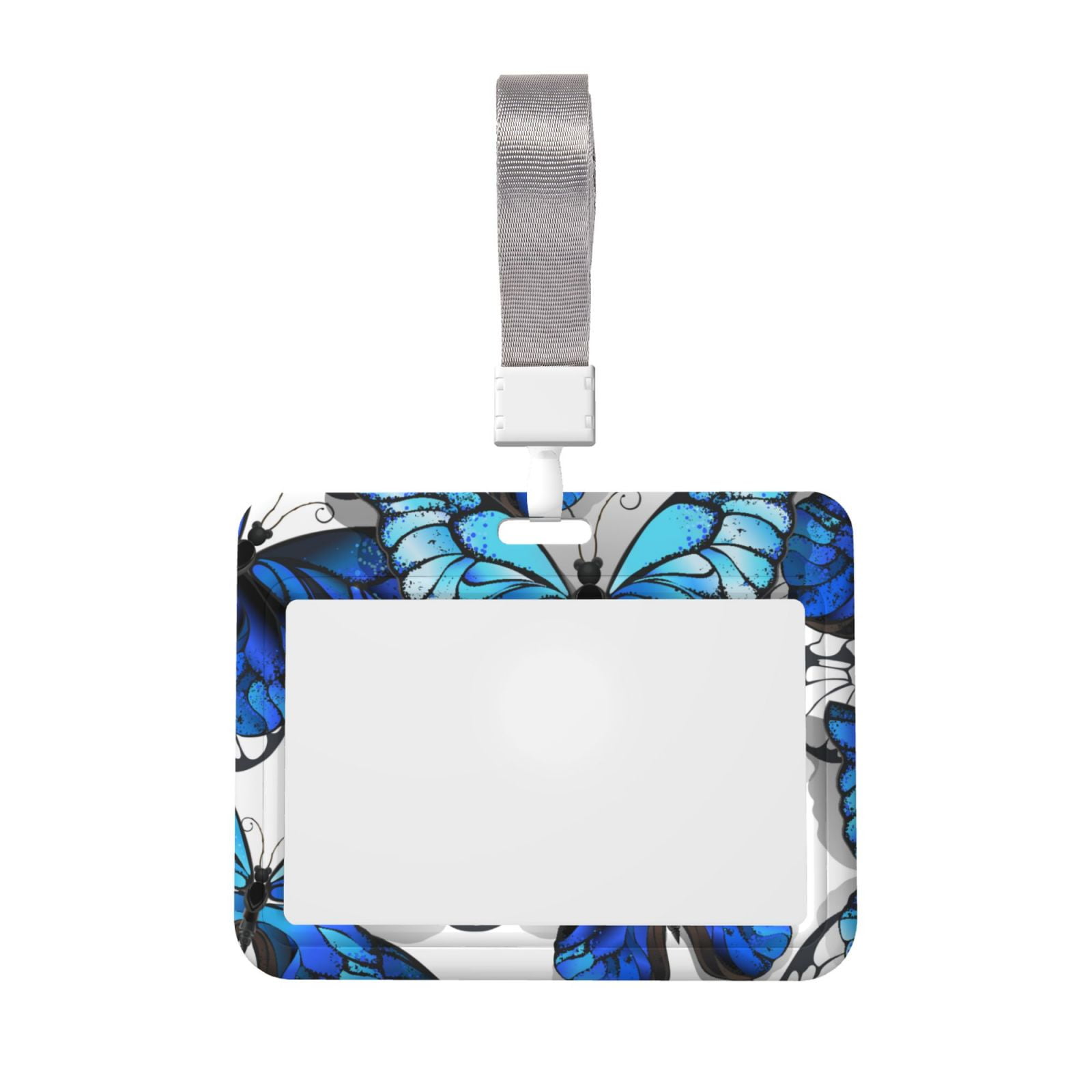 Junzan Blue And White Butterflies Id Badge Holder With Windows Key Card ...