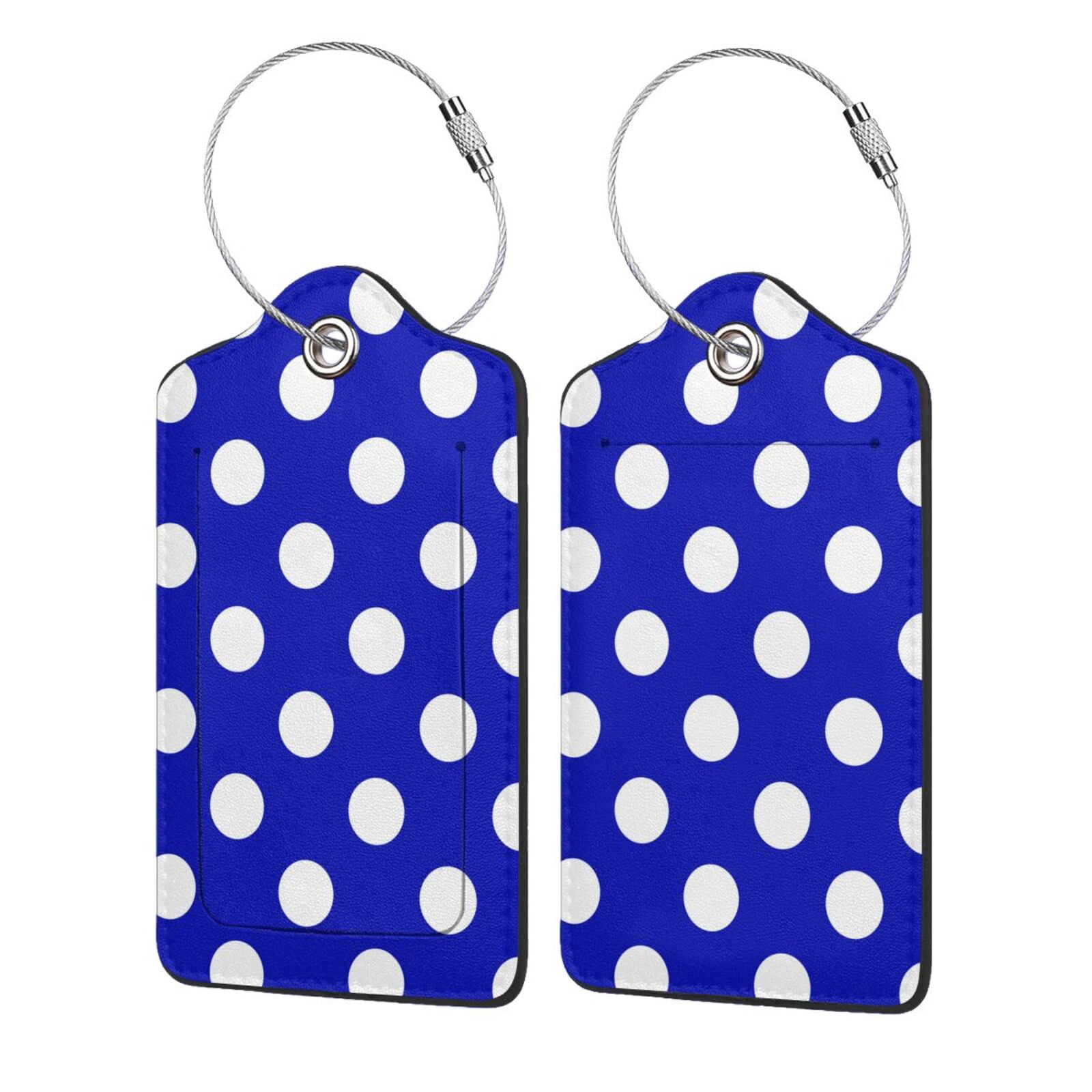 Junzan Blue And White Polka Dot for Luggage Tags,Leather Luggage Tags ...