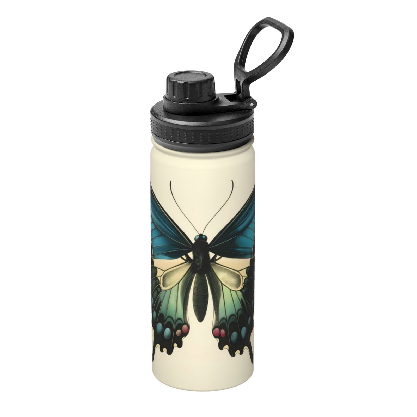 Junzan Blue Black Butterfly Art Pattern 18OZ Stainless Steel Sports ...