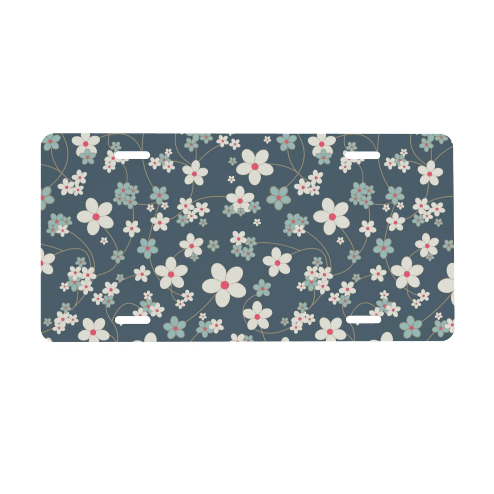 Junzan Blue Flower Front License Plate Covers Decorative Car Metal ...