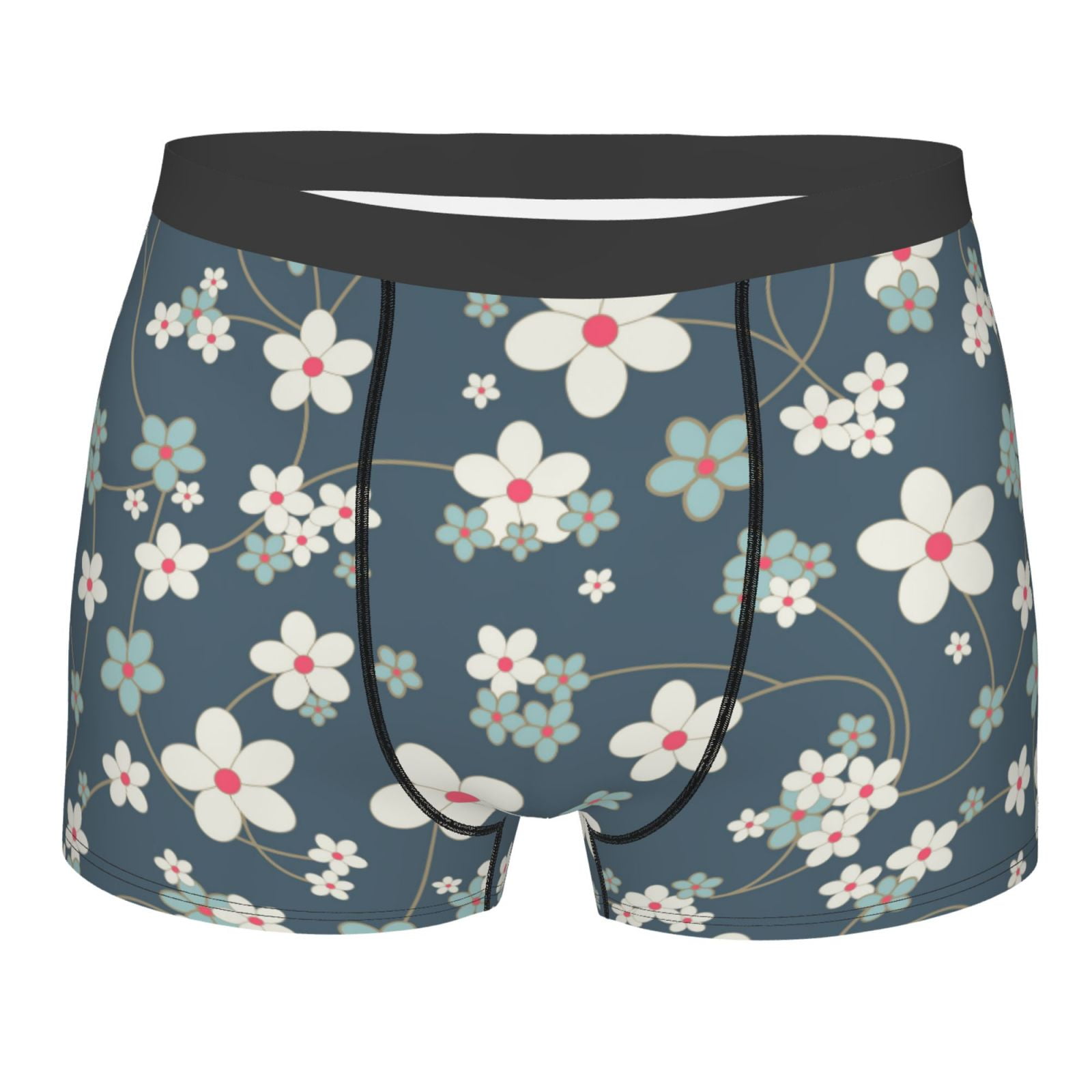 Junzan Blue Flower Mens Underwear Boxer Briefs For Men’s - Medium ...