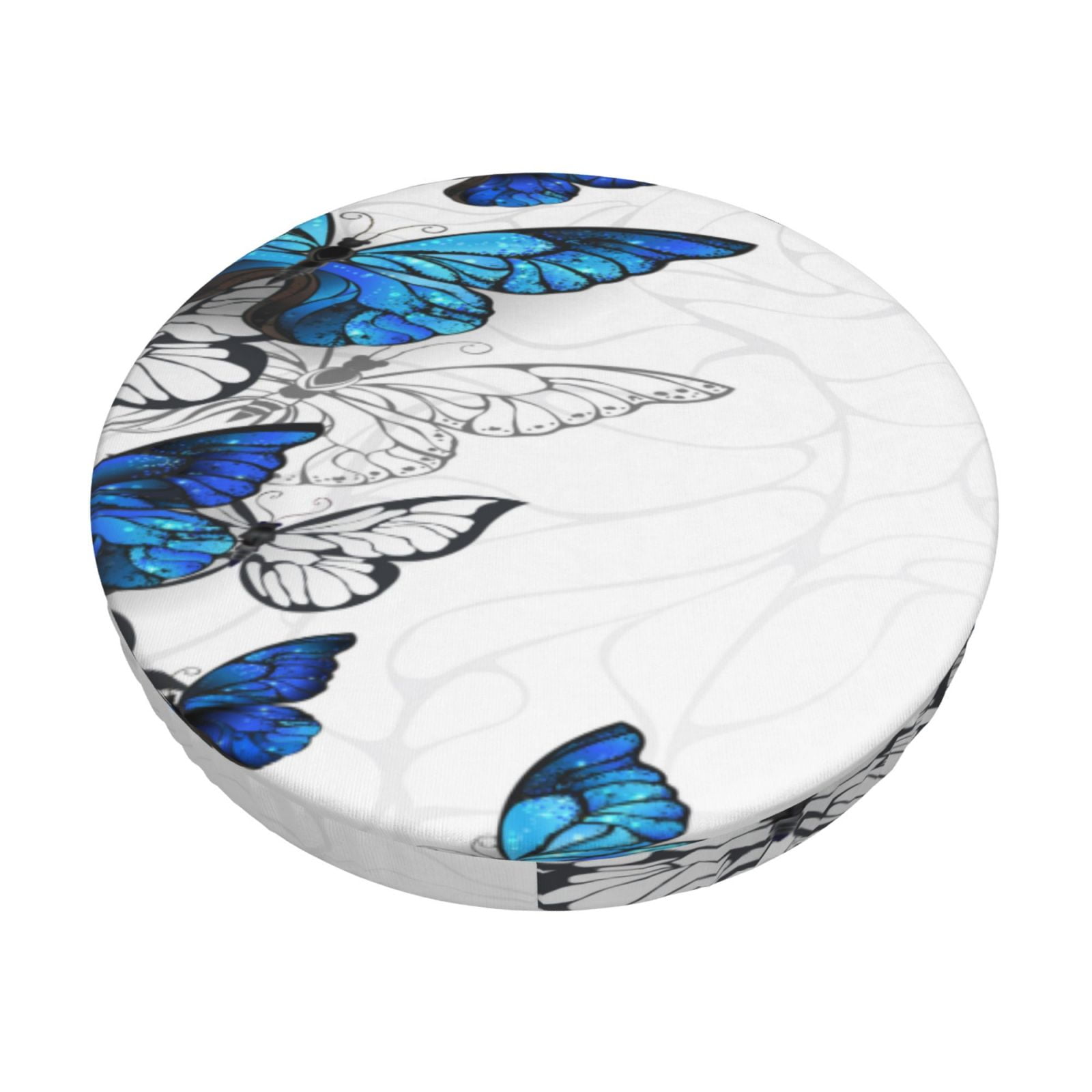 Junzan Blue Flying Butterflies Bar Stool Cover Round Seat Cushion With ...