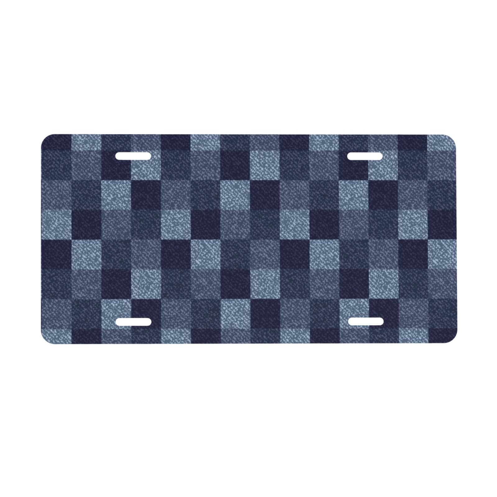 Junzan Blue Gingham Buffalo Check Front License Plate Covers Decorative ...