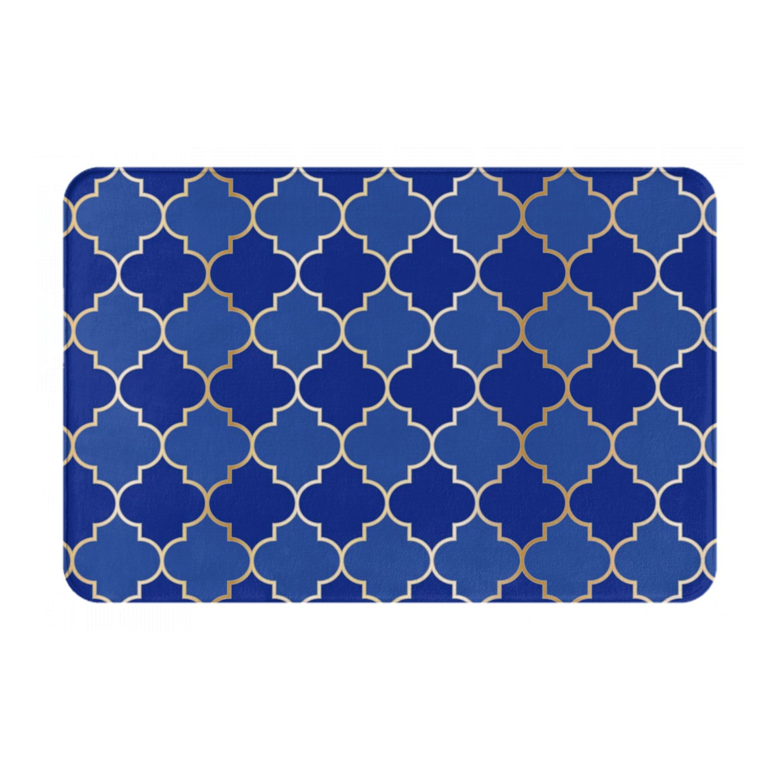 Junzan Blue Gold Grid Lantern Shapes Custom Funny Welcome Doormat ...