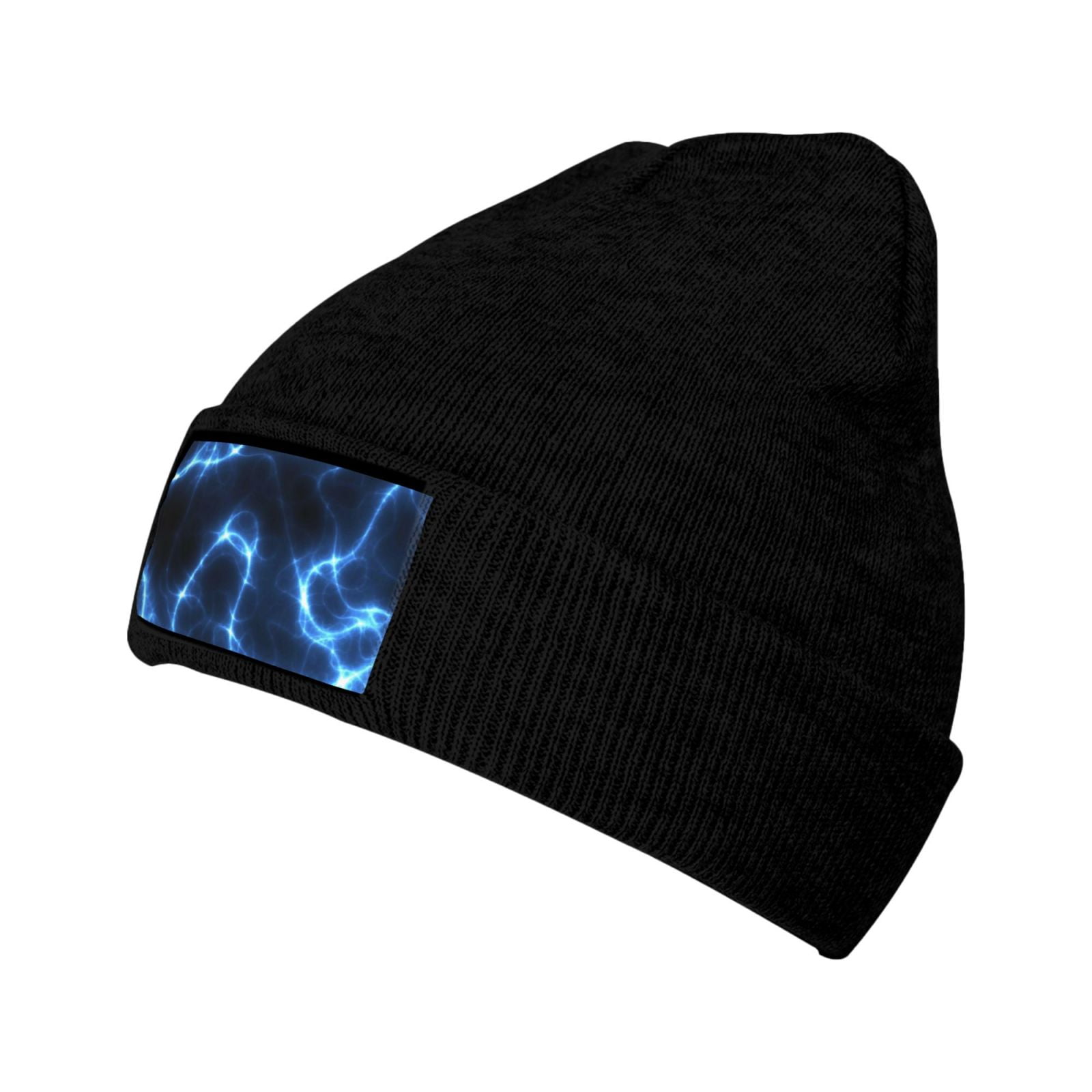 Junzan Blue Lightning Mens Winter Hats Thick Knit Cuff Beanie Cap ...