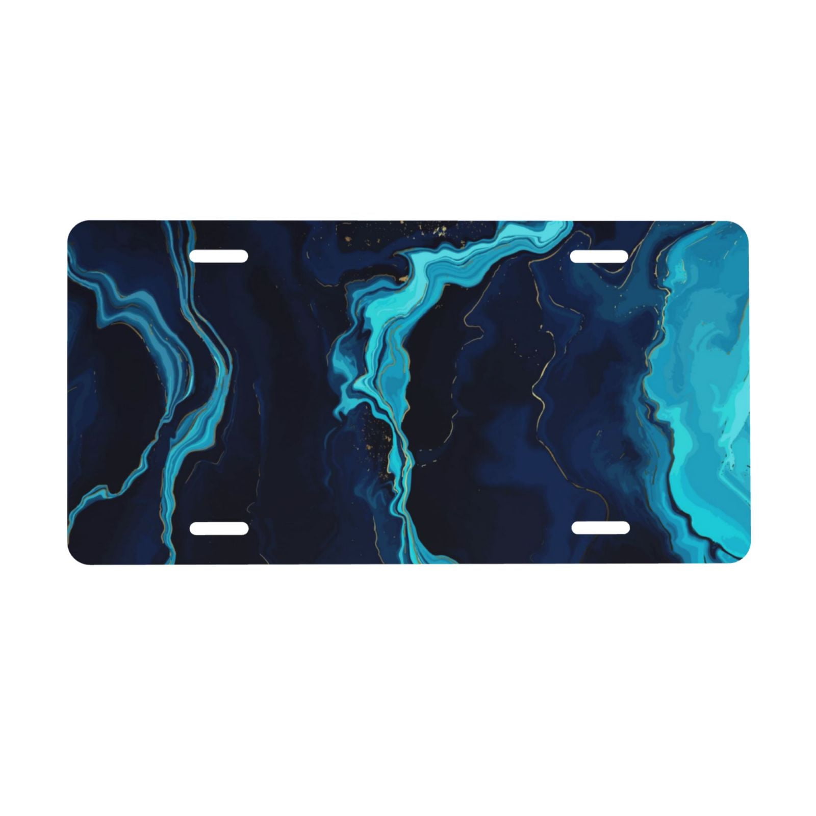 Junzan Blue Marble And Gold Front License Plate Covers Decorative Car ...