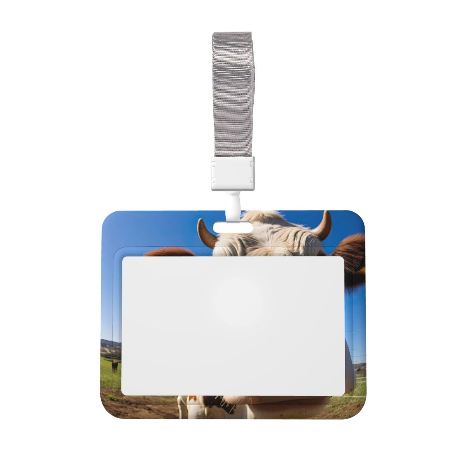 Junzan Blue Sky Meadow Cute Cow ID Badge Holder with Windows Key Card ...