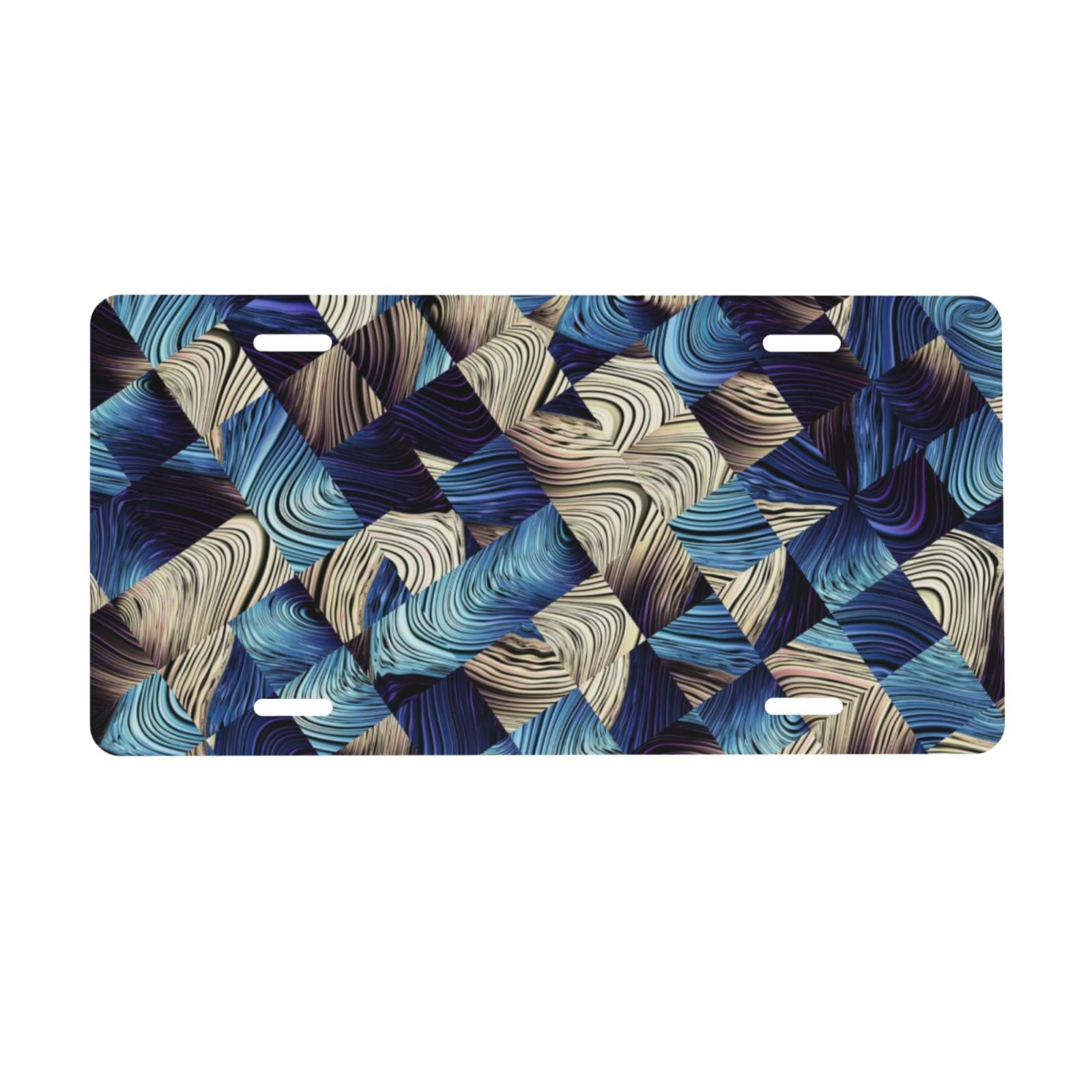 Junzan Blue Squares Front License Plate Covers Decorative Car Metal ...