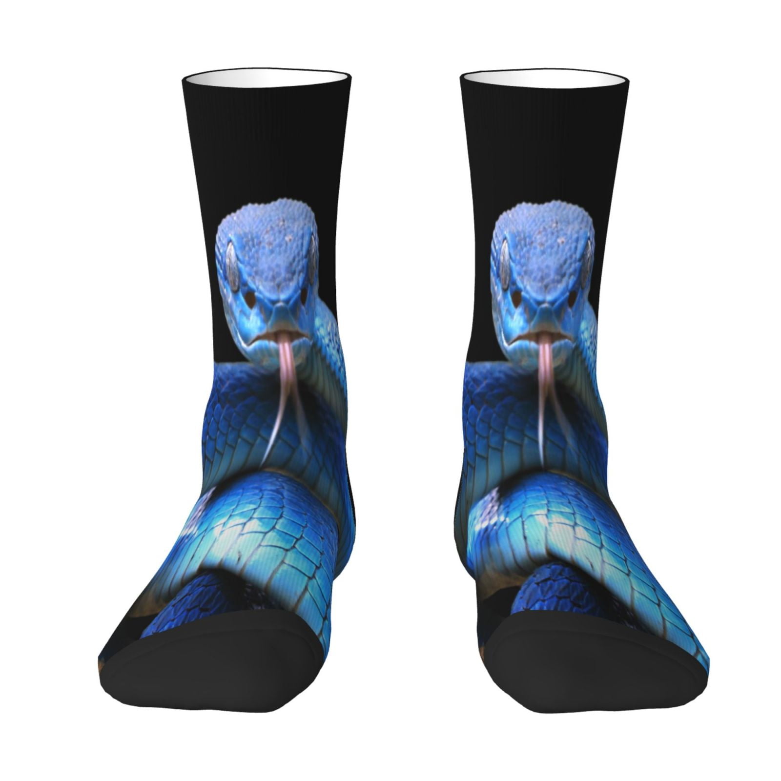 Junzan Blue Viper Snake Mens Funny Socks For Men Women Colorful Fun ...