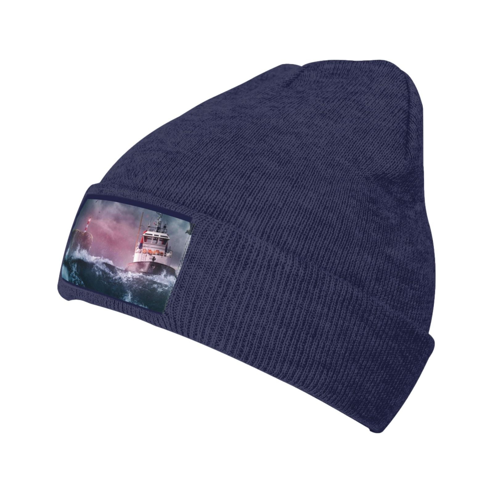 Junzan Boat Lighthouse Storm Waves Mens Winter Hats Thick Knit Cuff ...